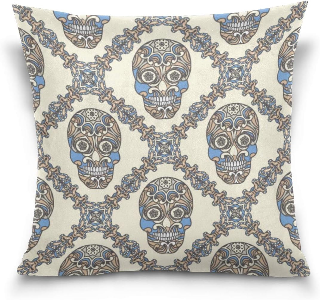 Hidove Ethnic and Skull Pattern Velvet Oblong Lumbar Plush Throw Pillow ...