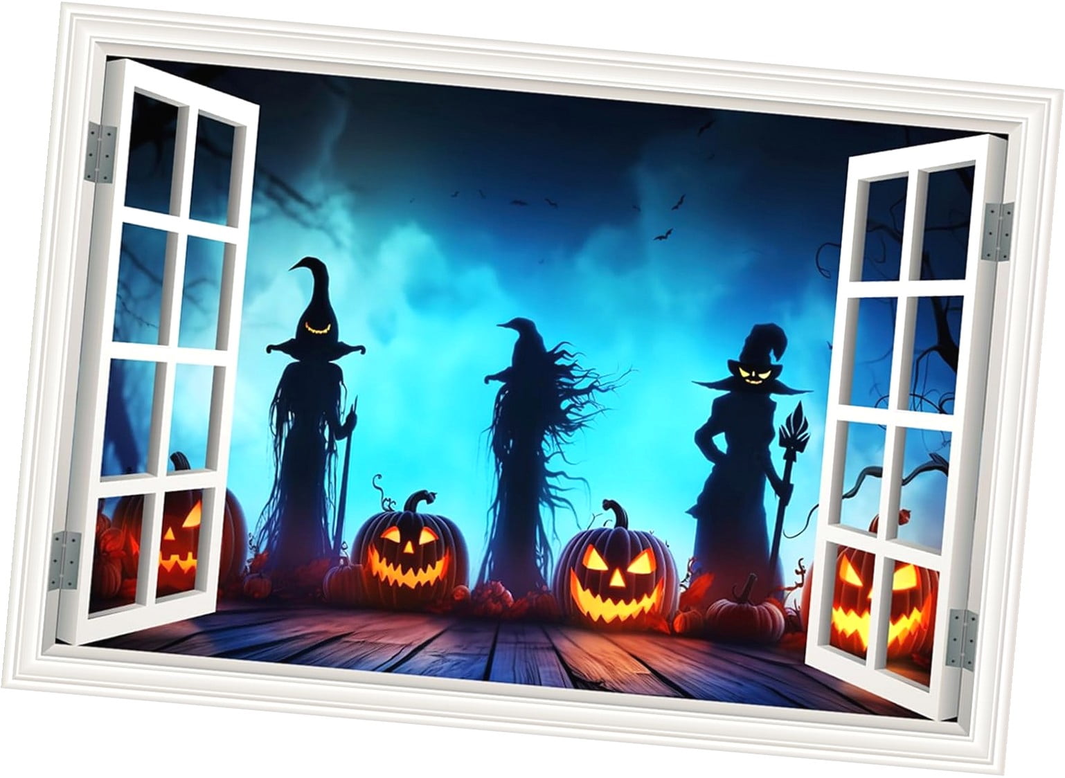 Hidove Fake Window Creepy Witches Pumpkin Terror Spooky Ghosts Mural ...