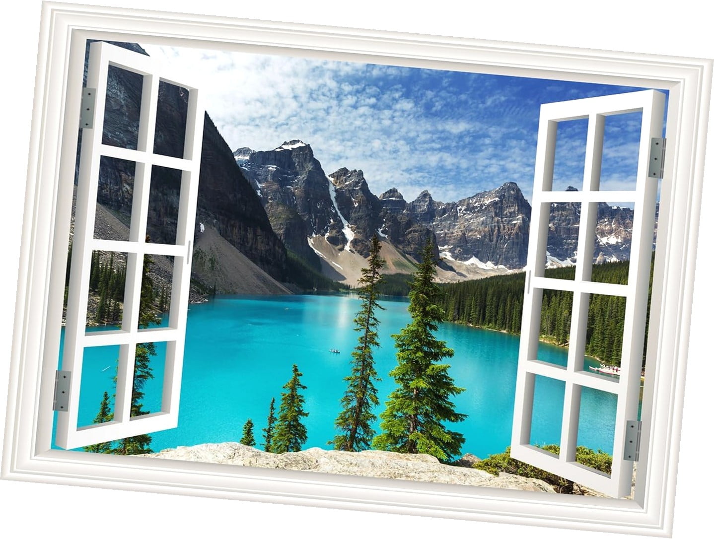 Hidove Fake Window Wall Decal Mountains Lake View Faux Window Sticker ...