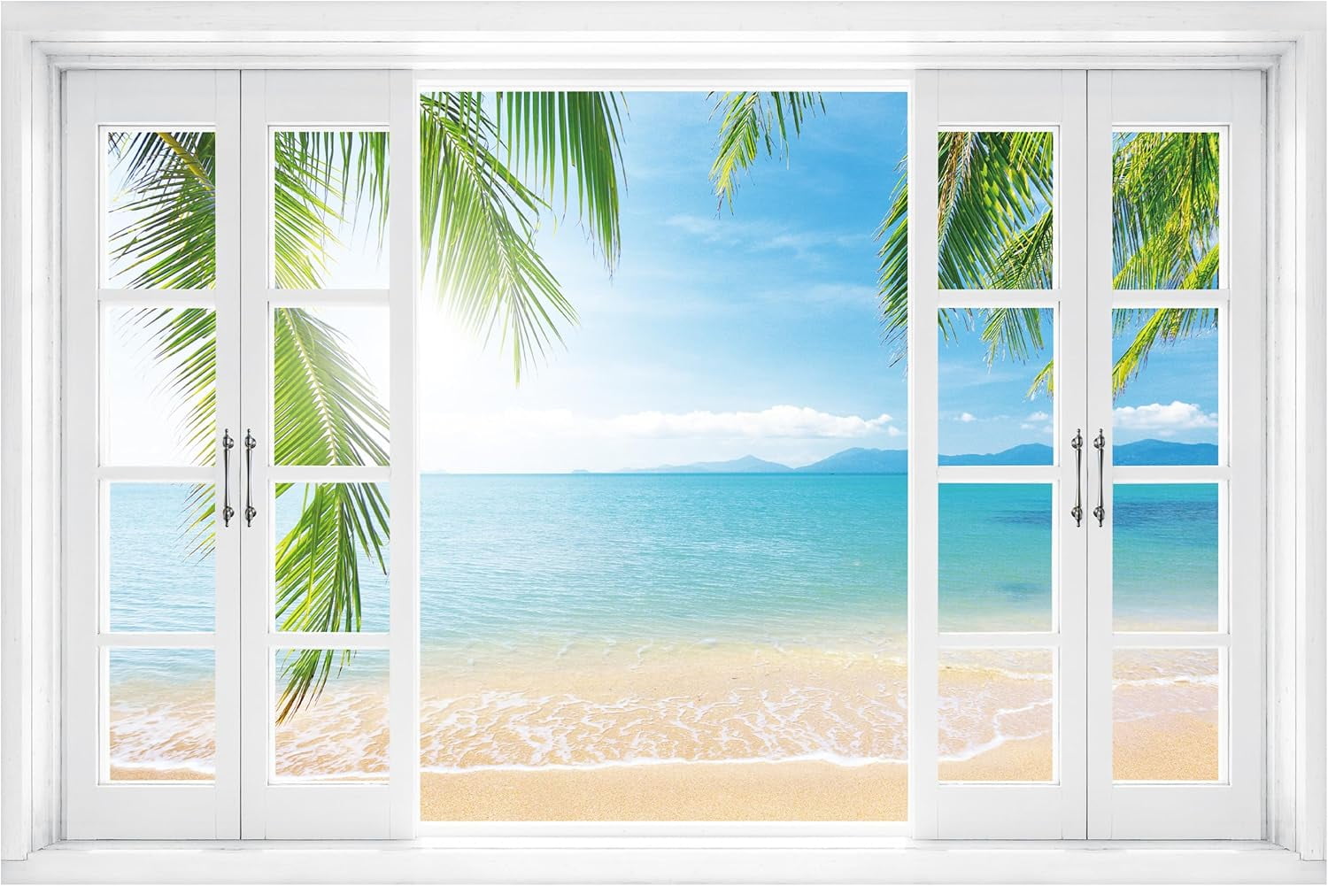 Hidove Fake Window Wall Decal Ocean View and Stick Mural, 24 16 inches ...
