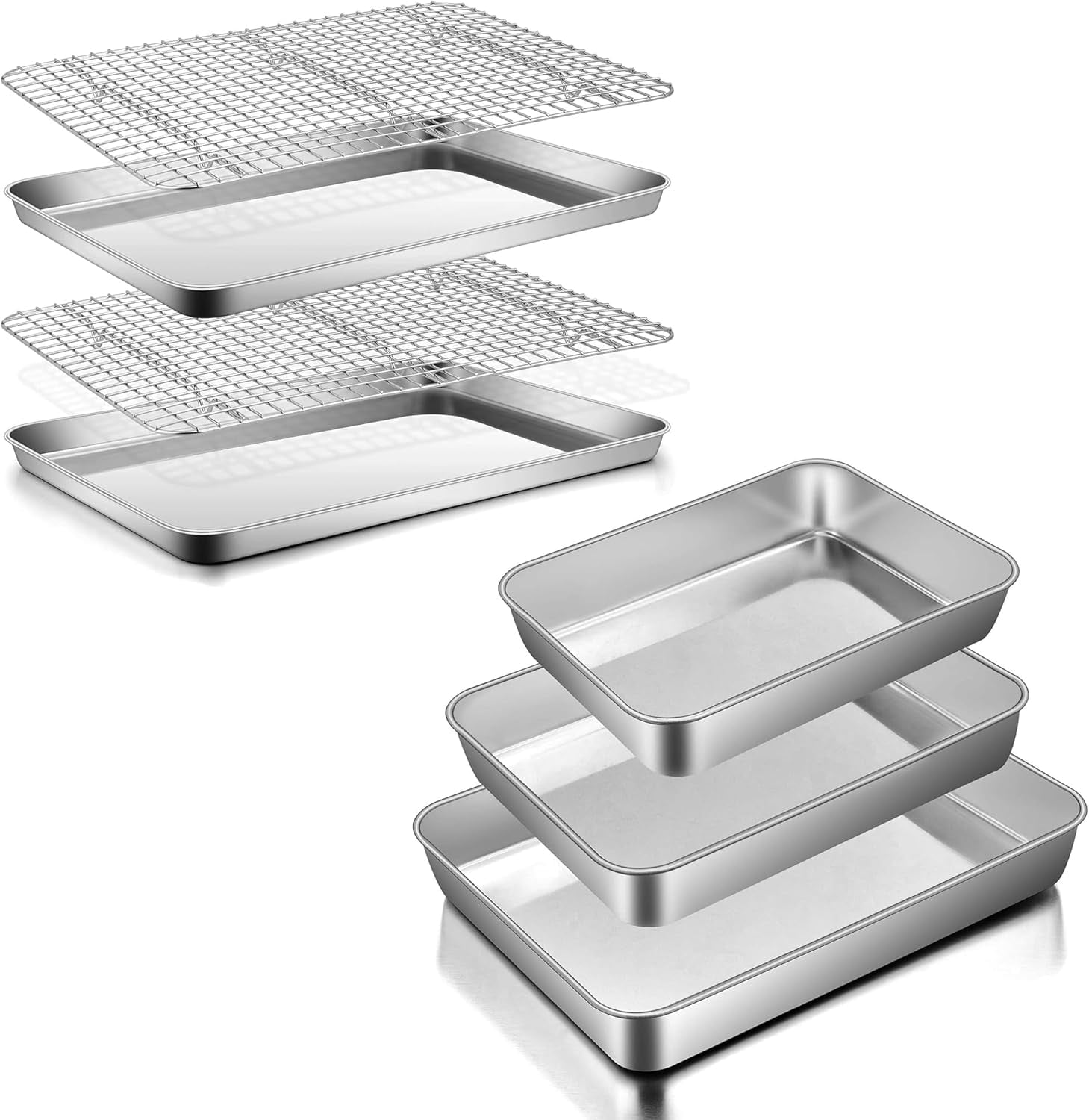 Hidove Far Baking Pans Set of 3 with Steel Baking Sheet Rack Set, 12.5 ...