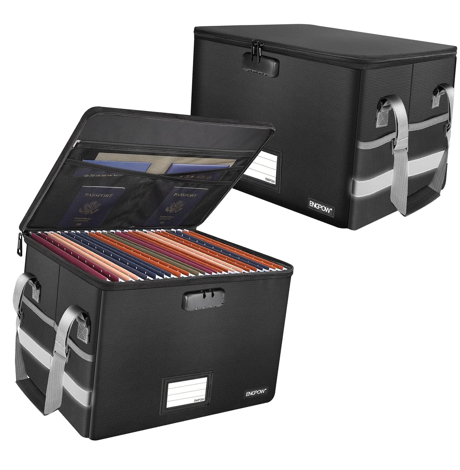 Hidove File Box with Lock, Fireproof Document Box with Pockets ...