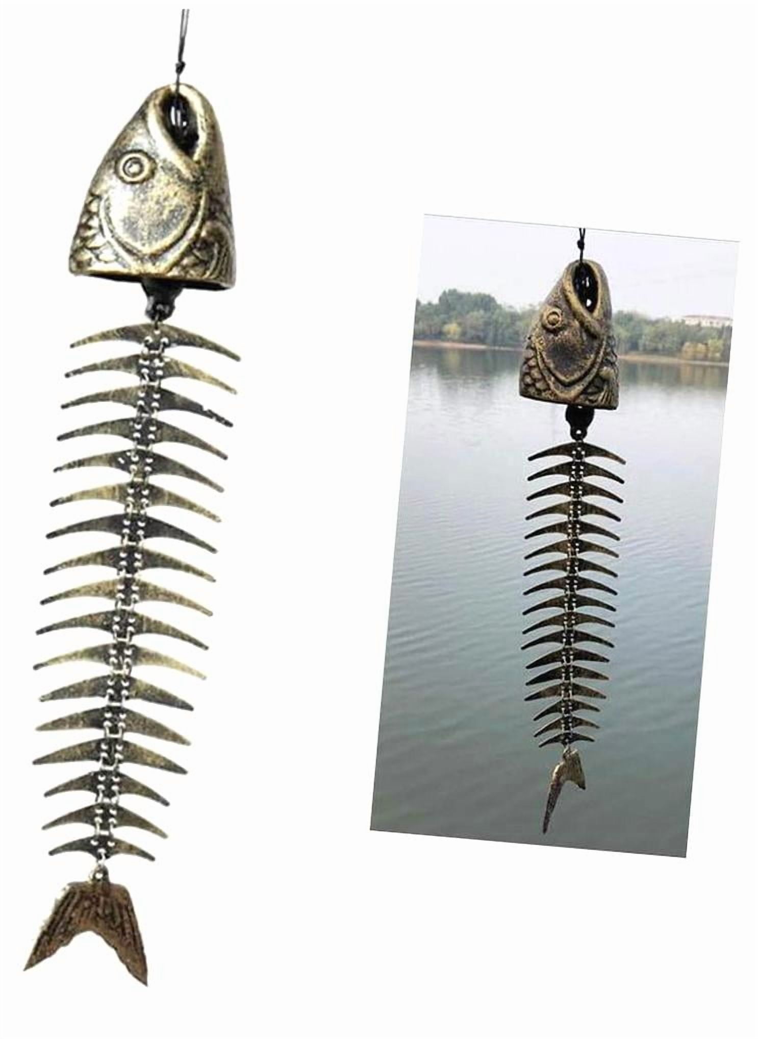 Hidove Fish Windchime,Fish Skeleton Windchime,Fish Cast Iron Wind ...