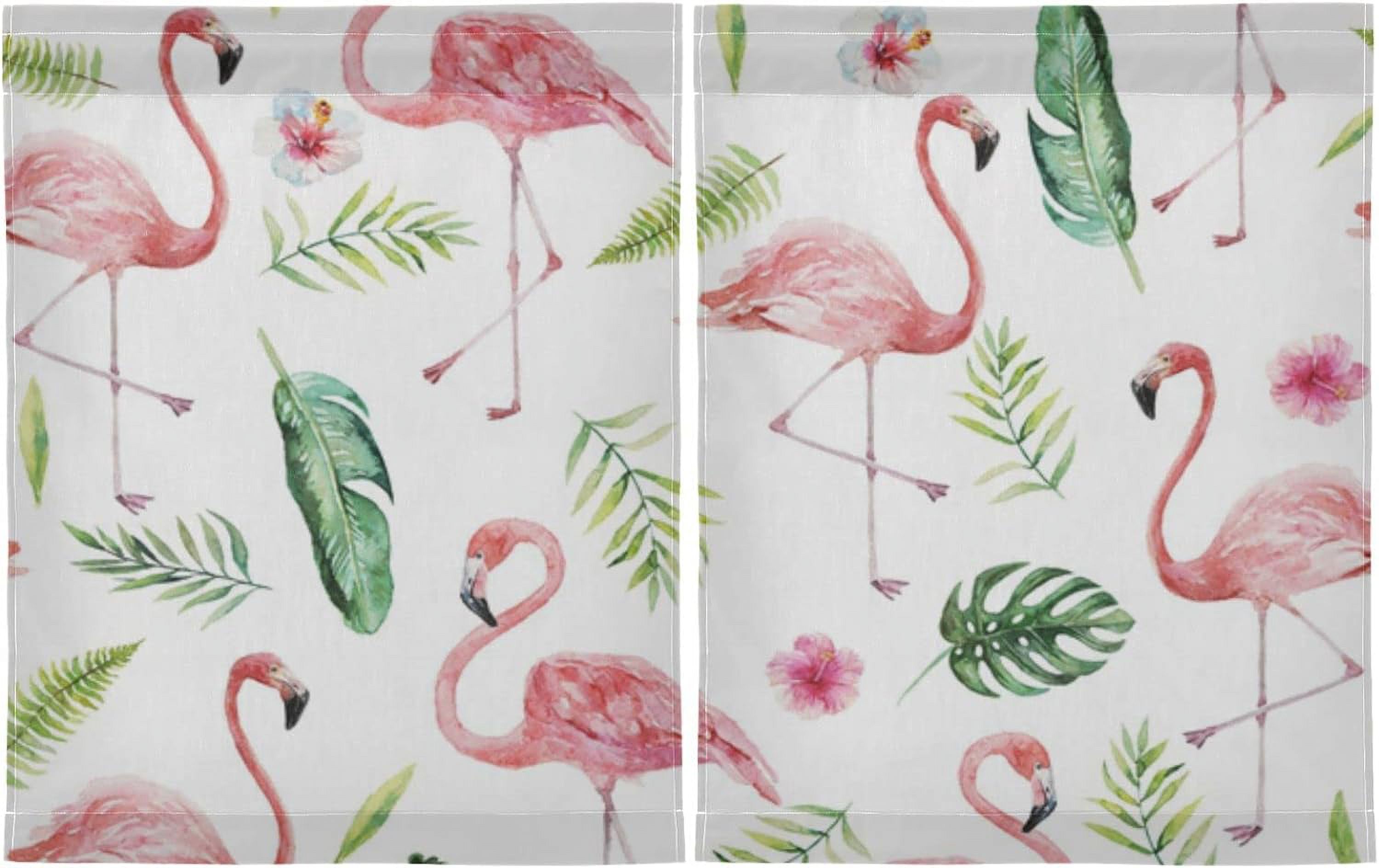 Hidove Flamingo Kitchen Curtains 2 Panels UV Protected Tier Curtains ...