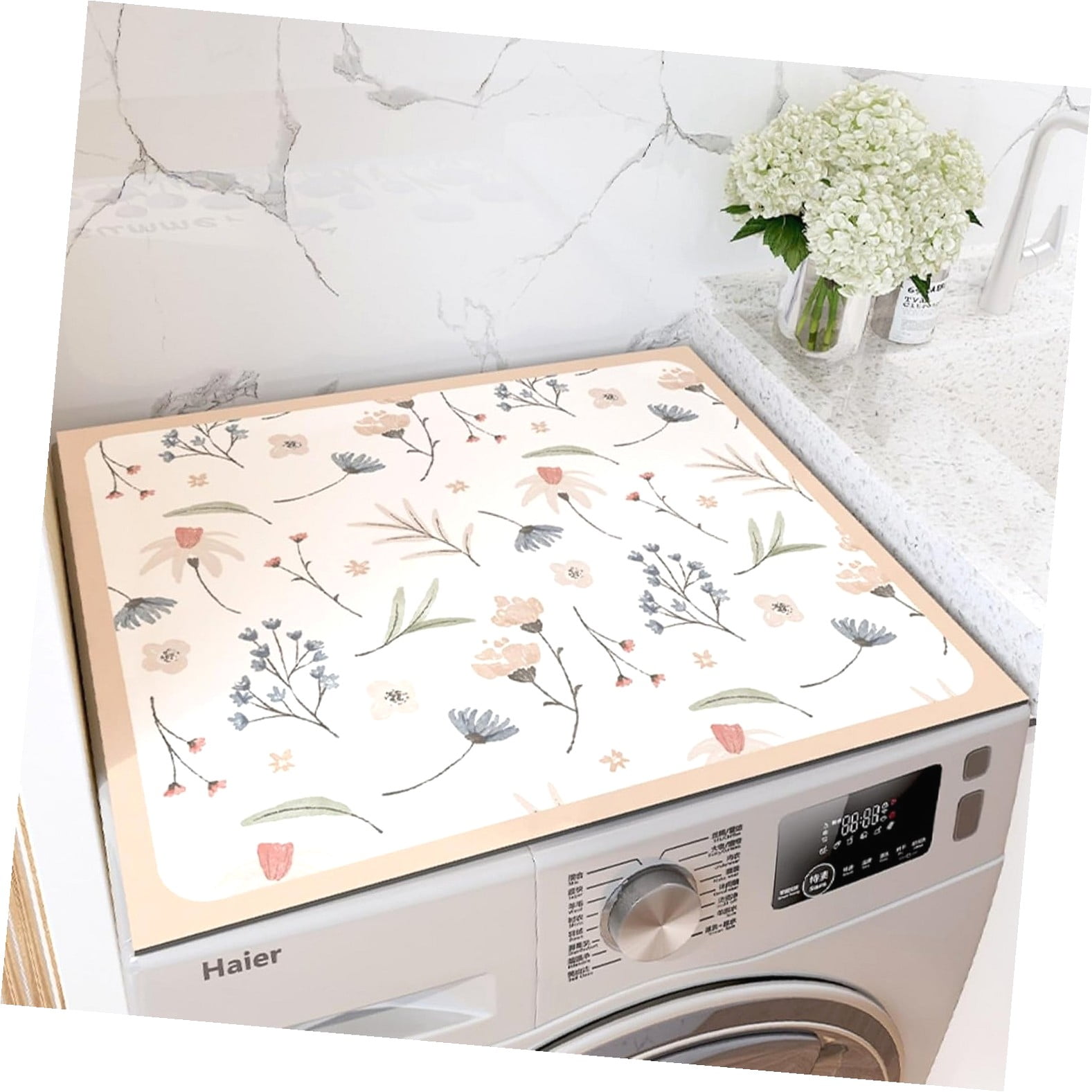 Hidove Floral Print Washing Machine Mat for Top Load Washer and Dryer ...