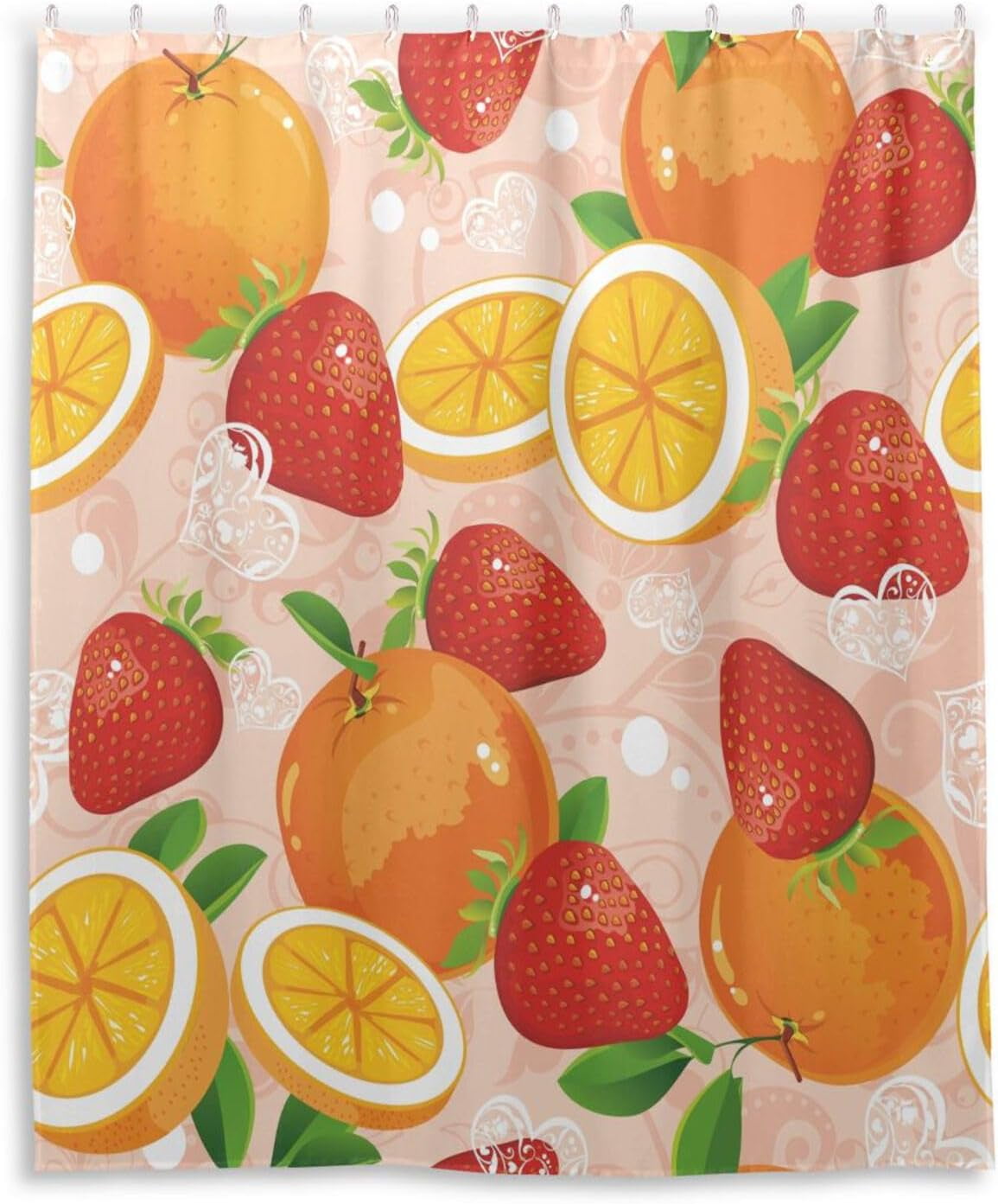 Hidove Fresh Fruits Orange Strawberry Shower Curtain For Bathroom