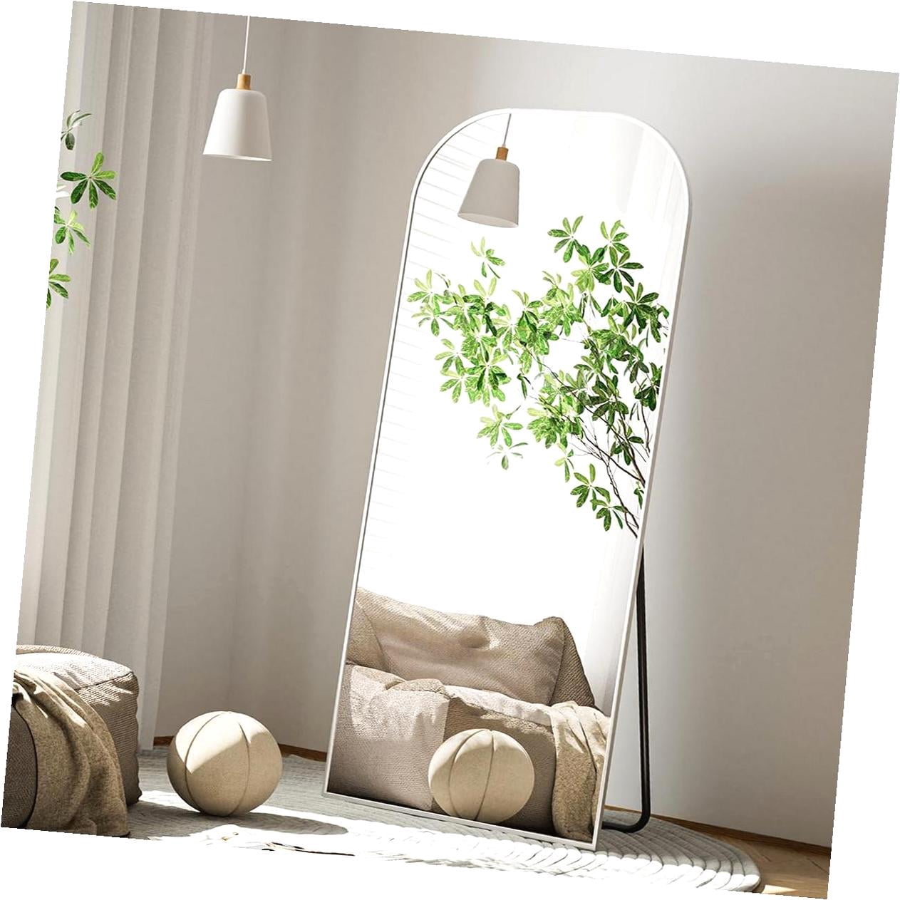 Hidove Full Length Mirror, 56"x21" Standing Mirror, Silver Domed Top ...