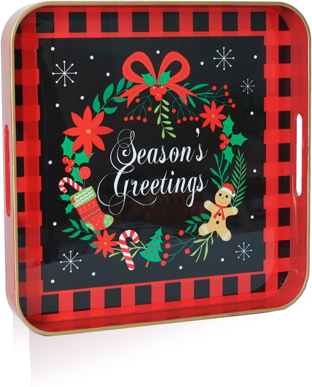 Hidove Gif ias ecorative Tray,Red Serving Tray with Handles Plast ...