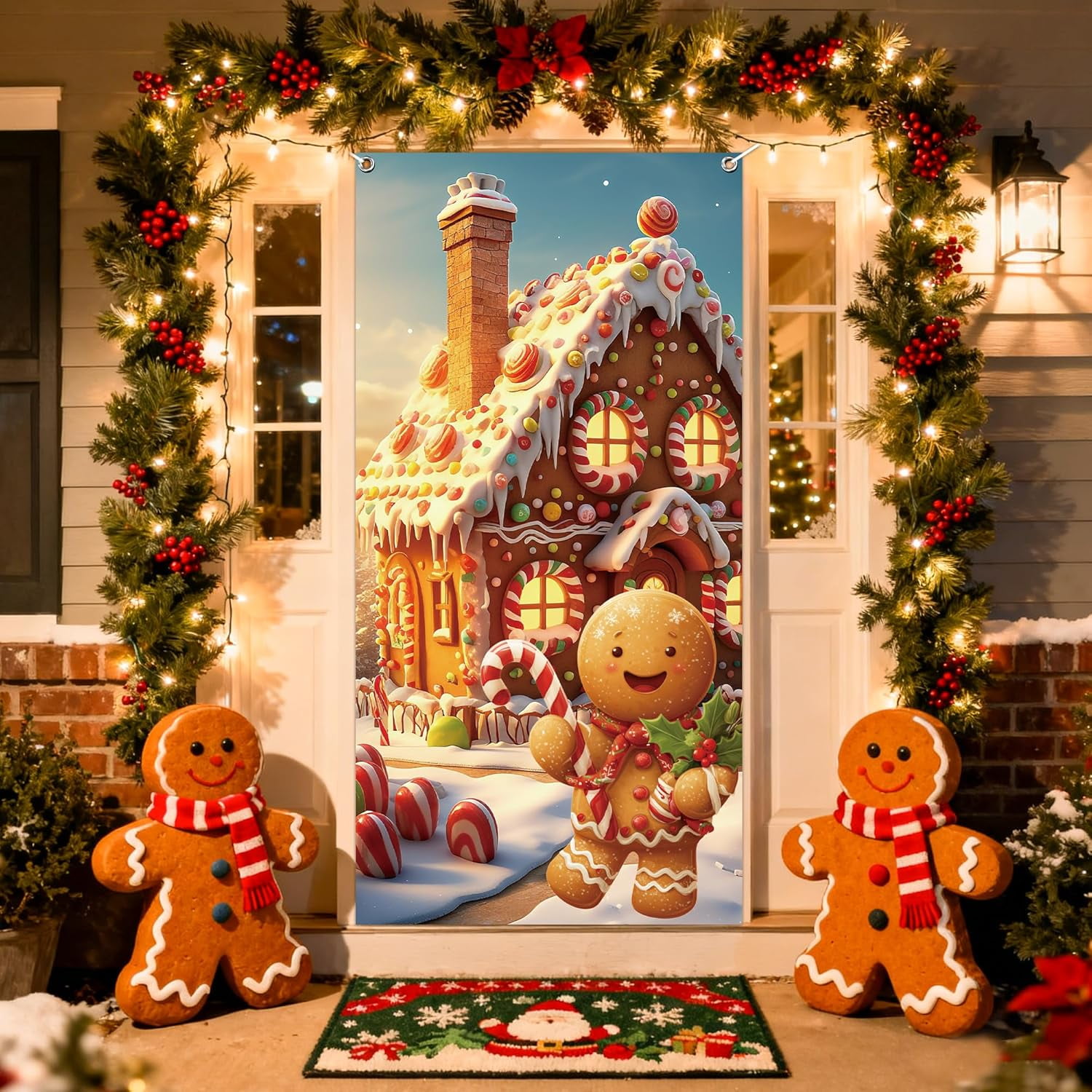 Hidove Gingerbread Christmas Door Cover, 35 by 71 Inches Happy Xmas ...