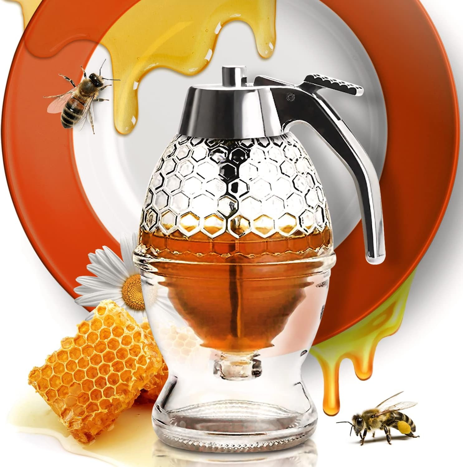 Hidove Glass Honey Dispenser – No Drips, No Trails Honey Container 8 Oz ...