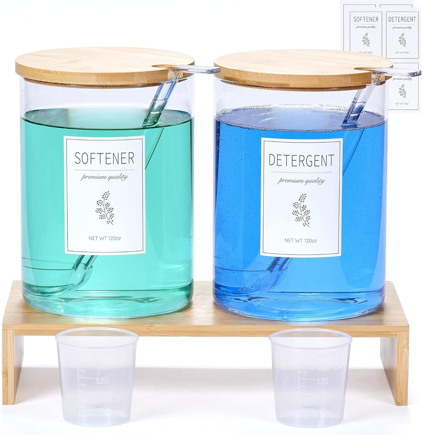 Hidove Glass Laundry Detergent Dispenser with Shelf & Scoops - 120 Oz ...