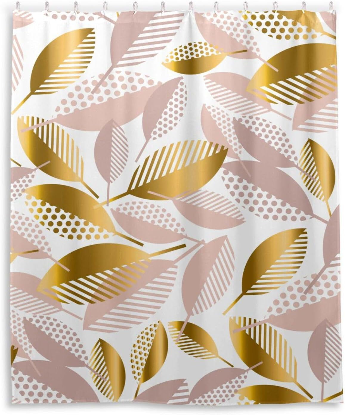 Hidove Gold Leaf Jacquard Shower Curtain For Bathroom Waterproof Fabric