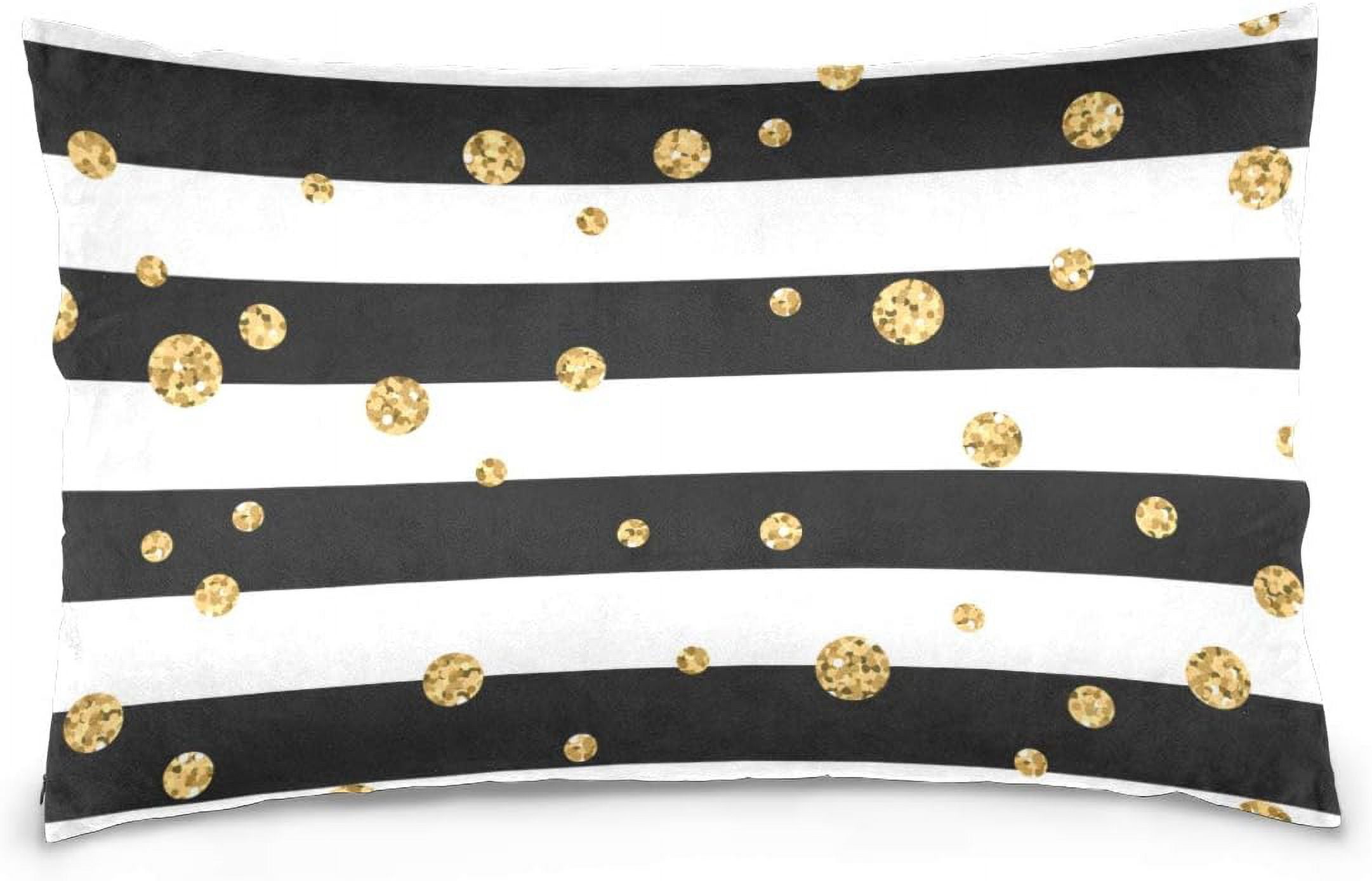 Hidove Gold Polka Dot On Lines Velvet Oblong Lumbar Plush Throw Pillow Cover/Shams Cushion Case ...