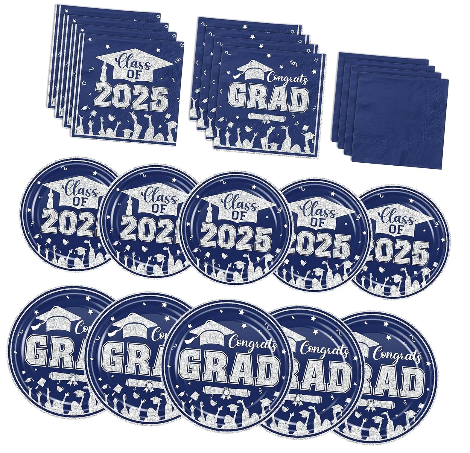 Hidove Graduation Celebration Plates and Napkins 2025, Black Graduation ...