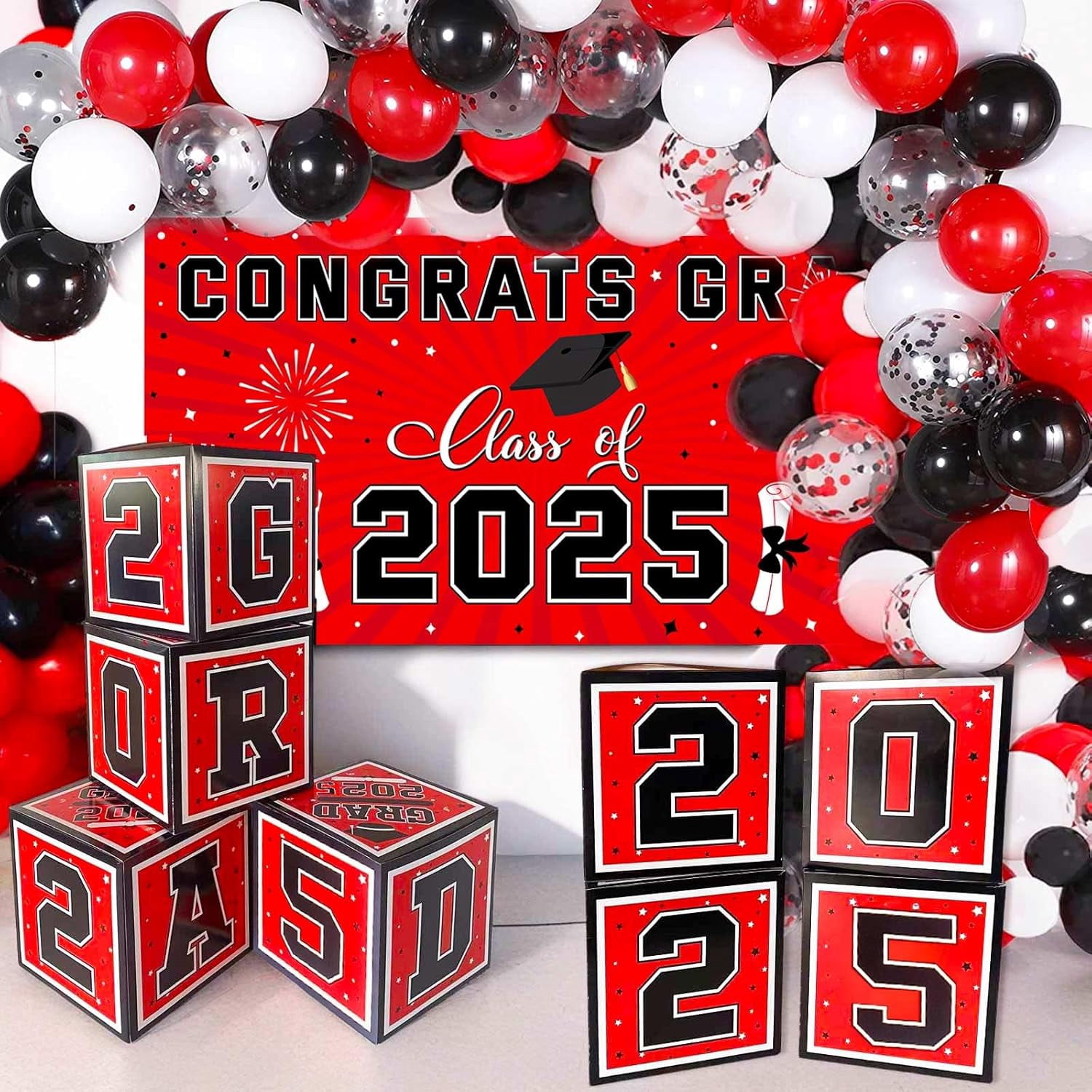 Hidove Graduation Decorations Class of 2025 \u2013 Bla, Red & White ...