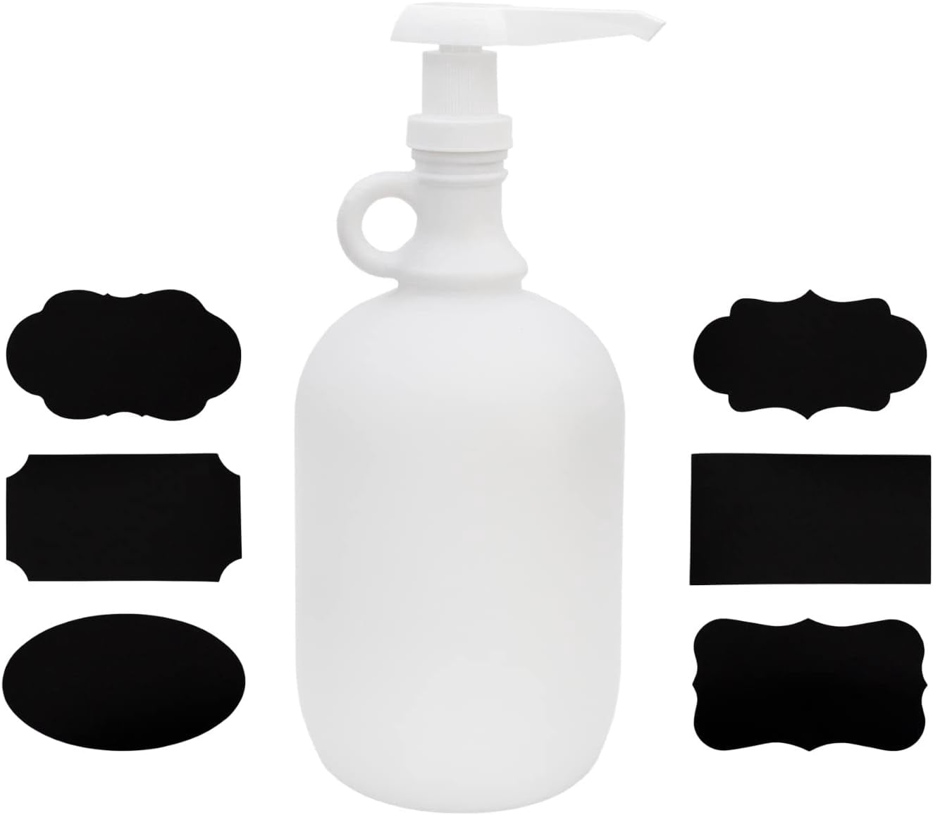 Hidove Half Gallon Glass Pump Dispenser Bottle (White), 64-Ounce Jug ...