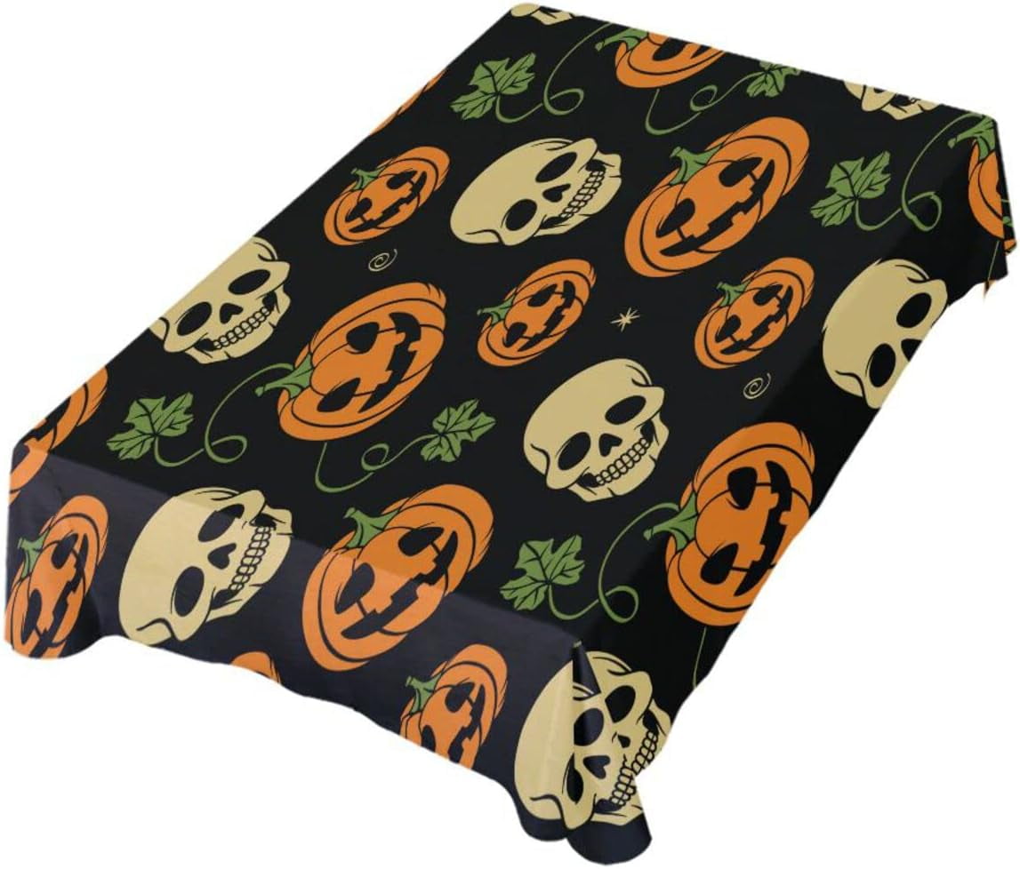 Hidove Halloween Pumpkin Skull Rectangle Tablecloth 60x108In,Dinner ...