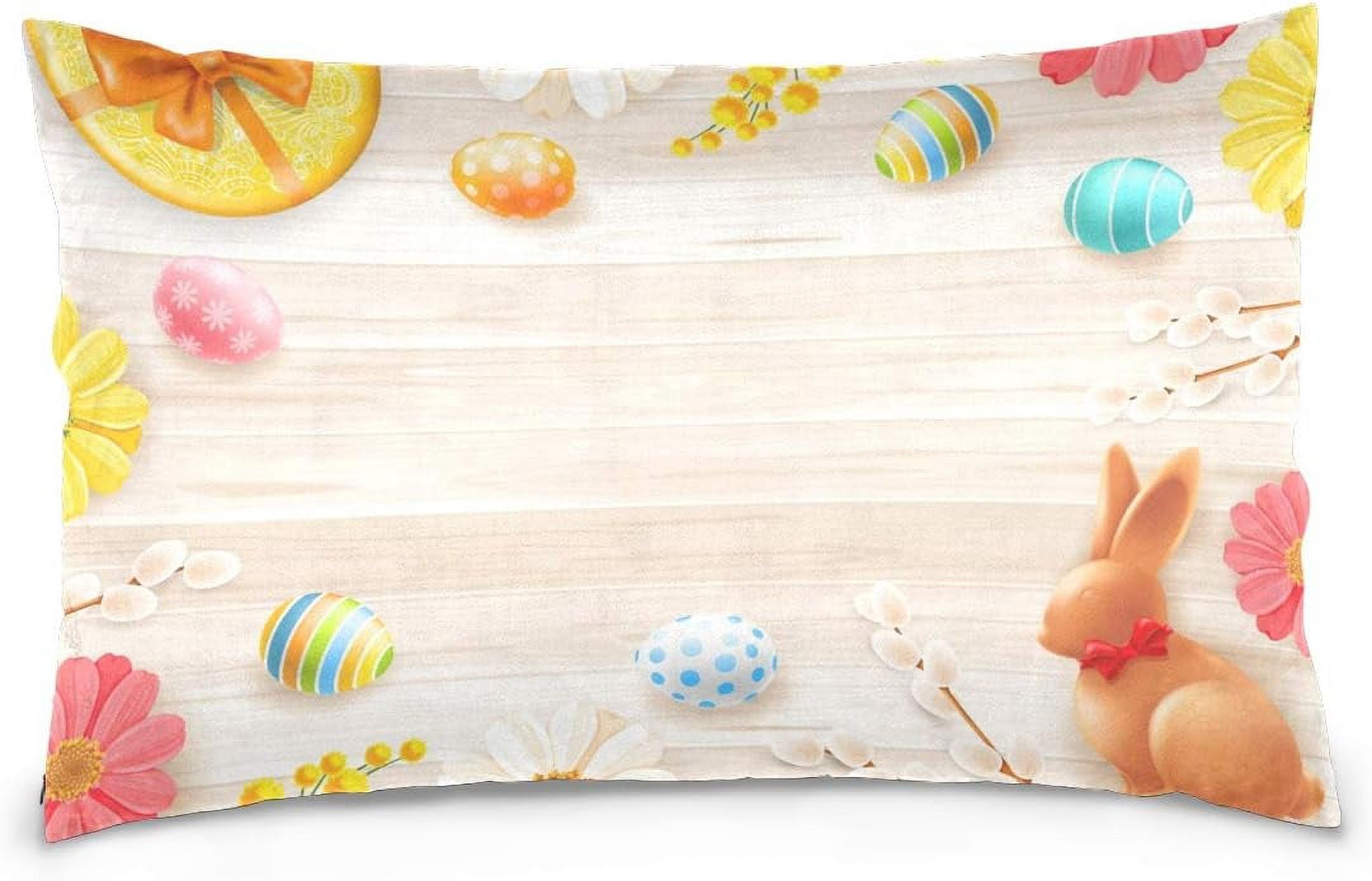 Hidove Happy Easter Banner Velvet Oblong Lumbar Plush Throw Pillow ...