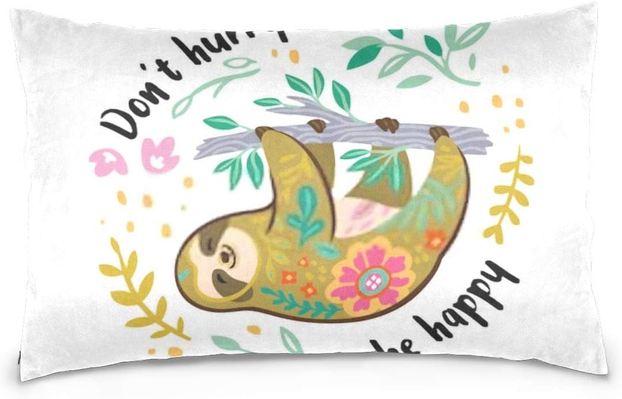 Hidove Happy Lazy Sloth Velvet Oblong Lumbar Plush Throw Pillow Cover ...