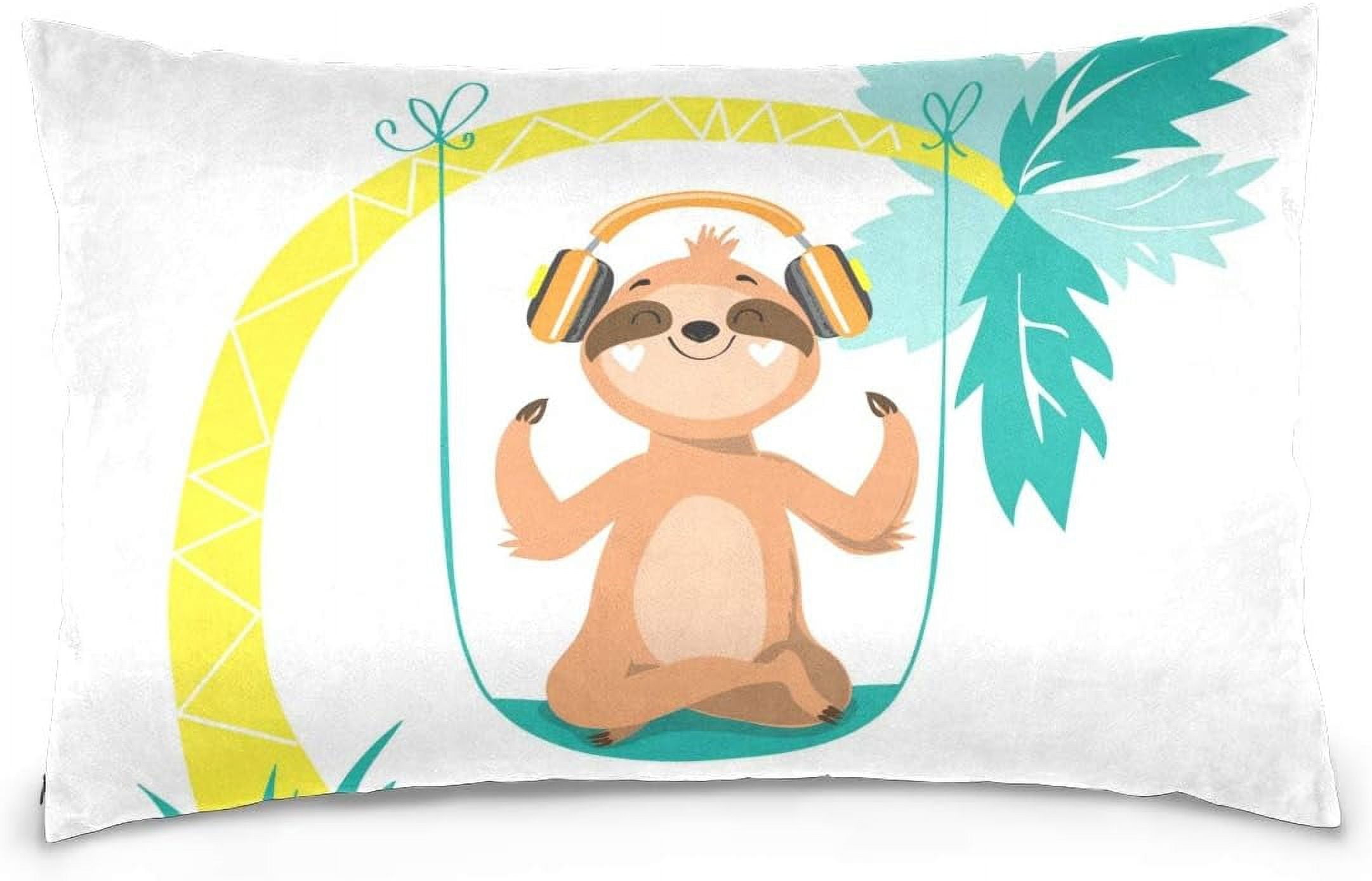 Hidove Happy Sloth On Swing The Lotus Velvet Oblong Lumbar Plush Throw ...