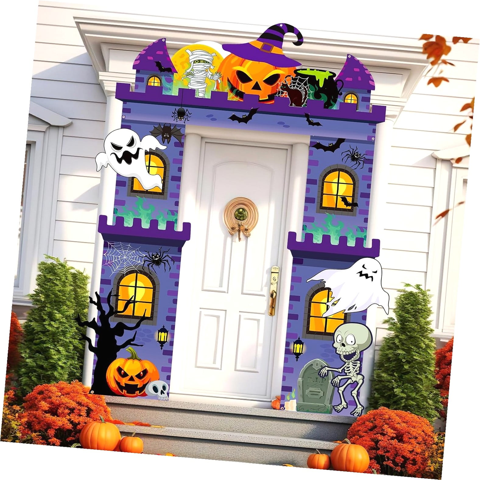 Hidove Haunted Banner Scary Archway Door Archway Decorations Pumpkin ...