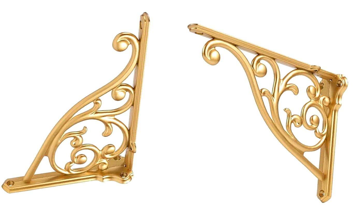 Hidove Heavy Duty Solid Stand, 8 Inch 2 Pack Antique Gold, Right Angle ...