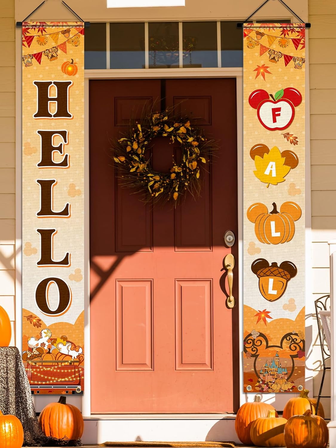 Hidove Hello Autumn Porch Sign Banner Decor, Fall Themed Supplies ...
