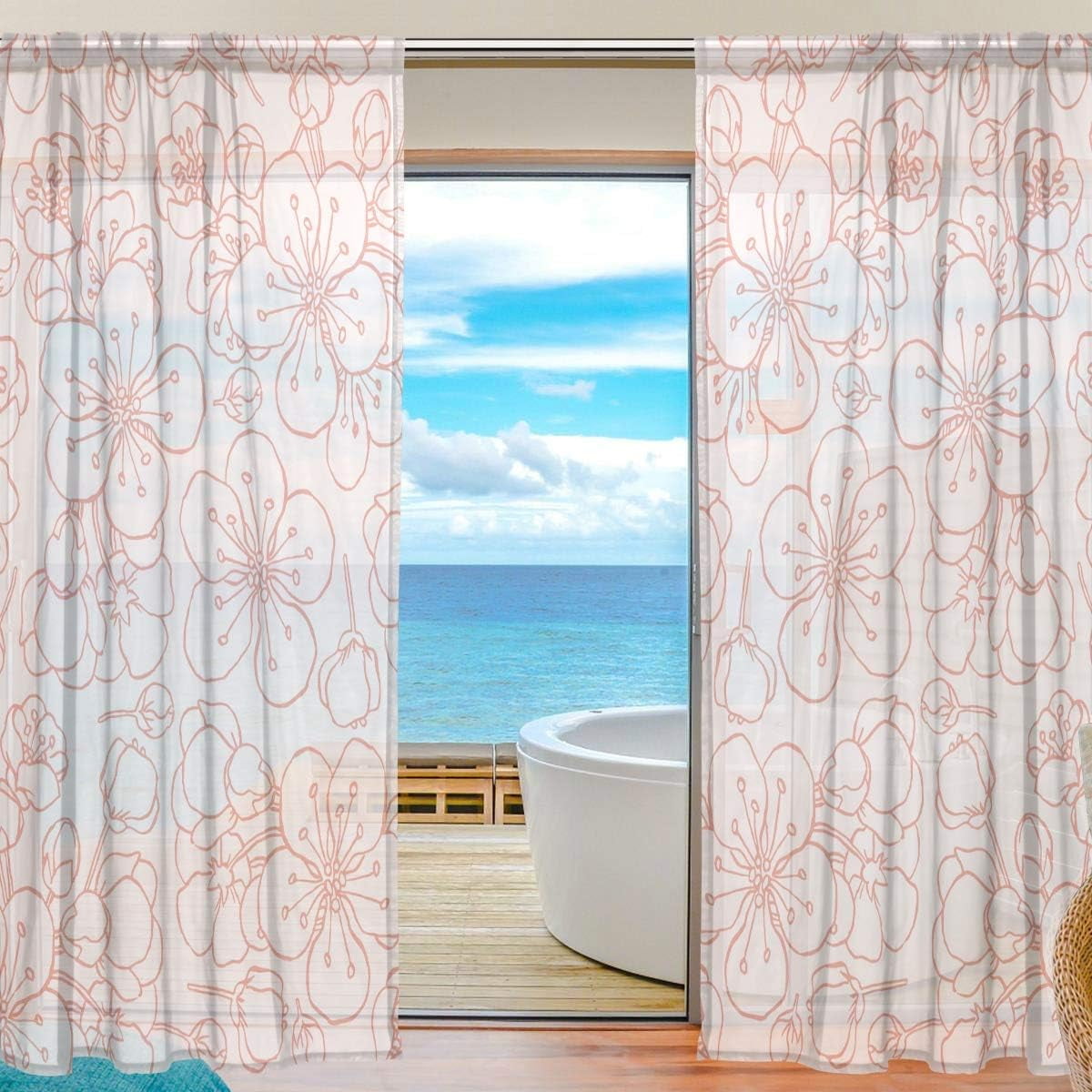 Hidove Hello Panda Sheer Window Curtain Panel Drape 55x84 Inch for ...