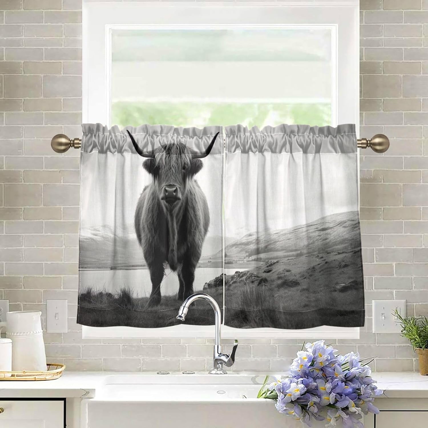 Hidove Herd of Cows Sheer Window Curtain Panel Drape 55x84 Inch for ...