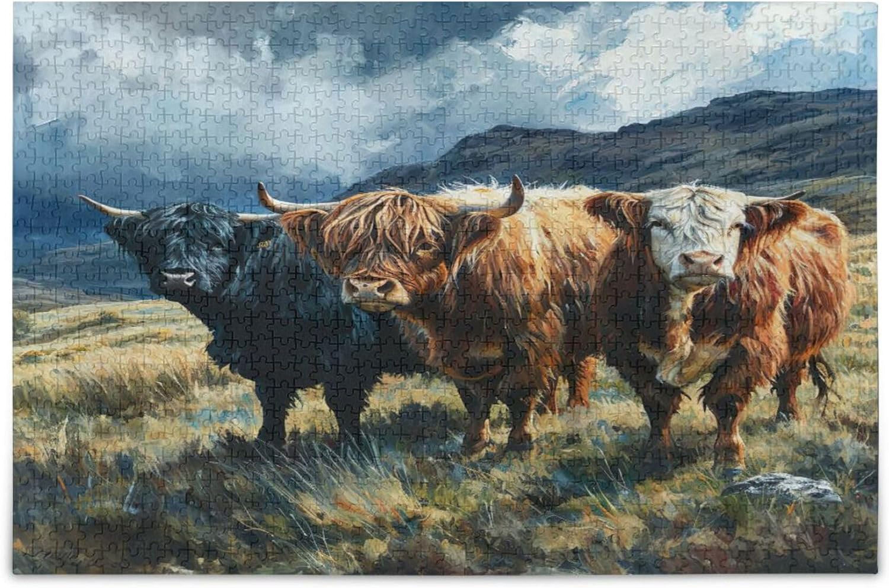 Hidove Highland Cow Puzzle for Children Adult 1000 Piece Jigsaw Puzzles ...