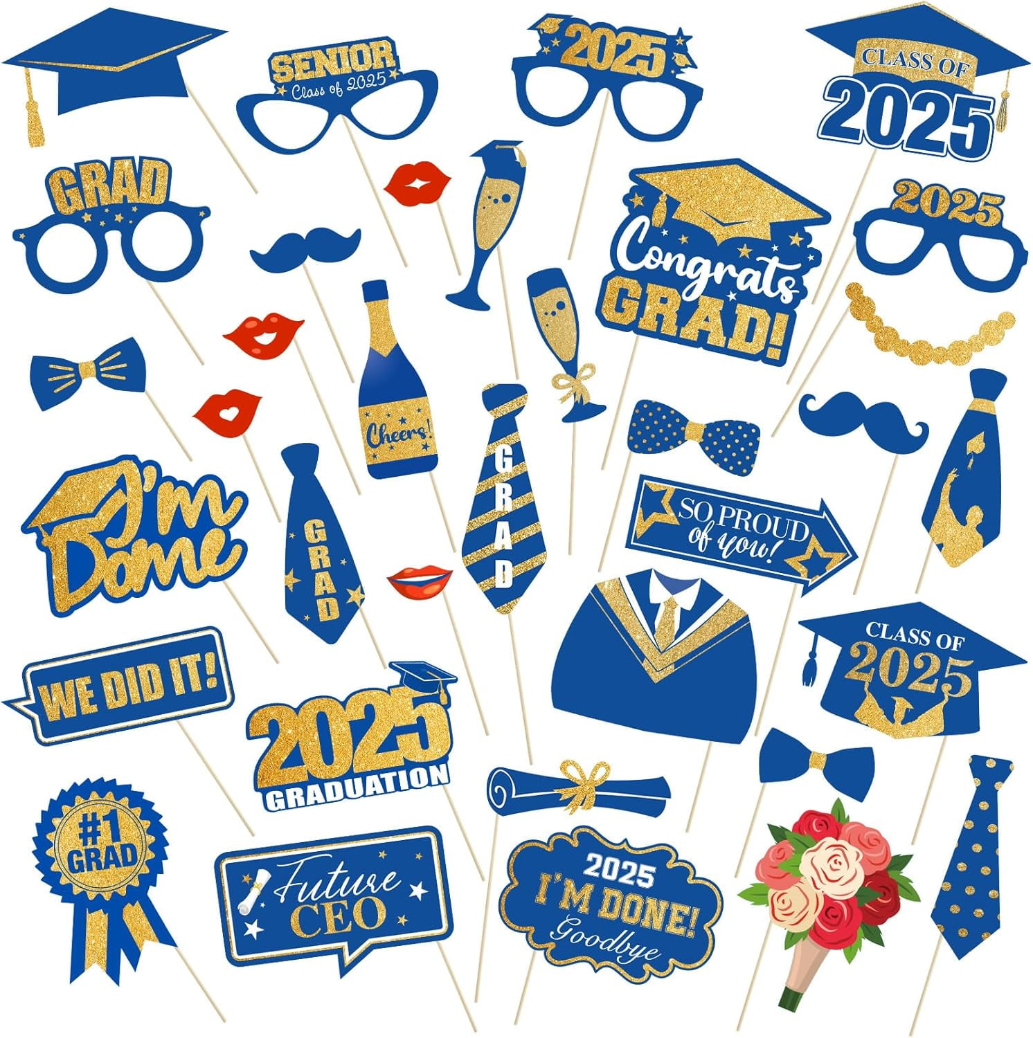 Hidove Hpy Graduation 2025 P Booth ps 35pcs Blue Gold Graduation P ps ...