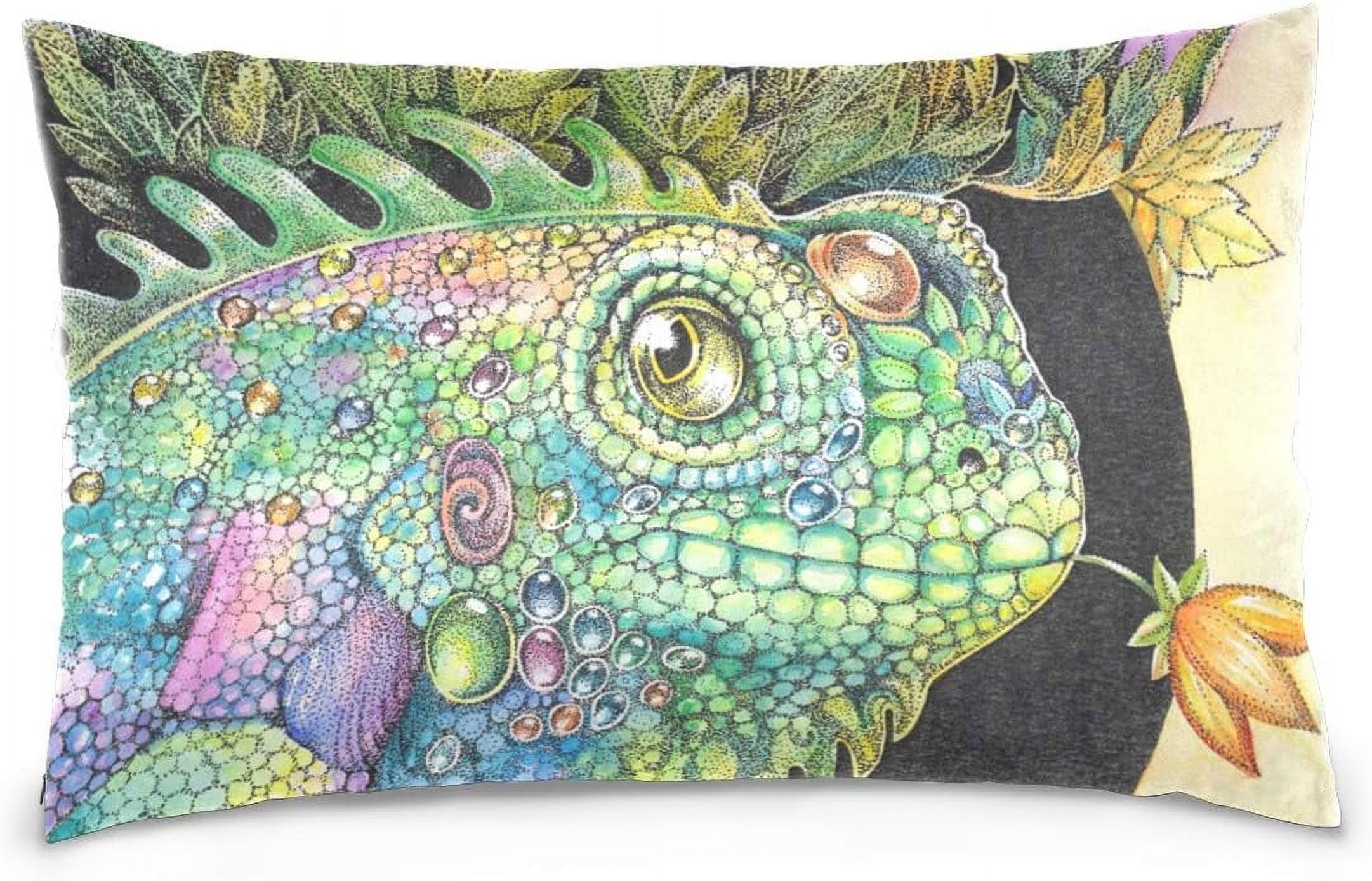 Hidove Iguana Lizard Chameleon Velvet Oblong Lumbar Plush Throw Pillow ...