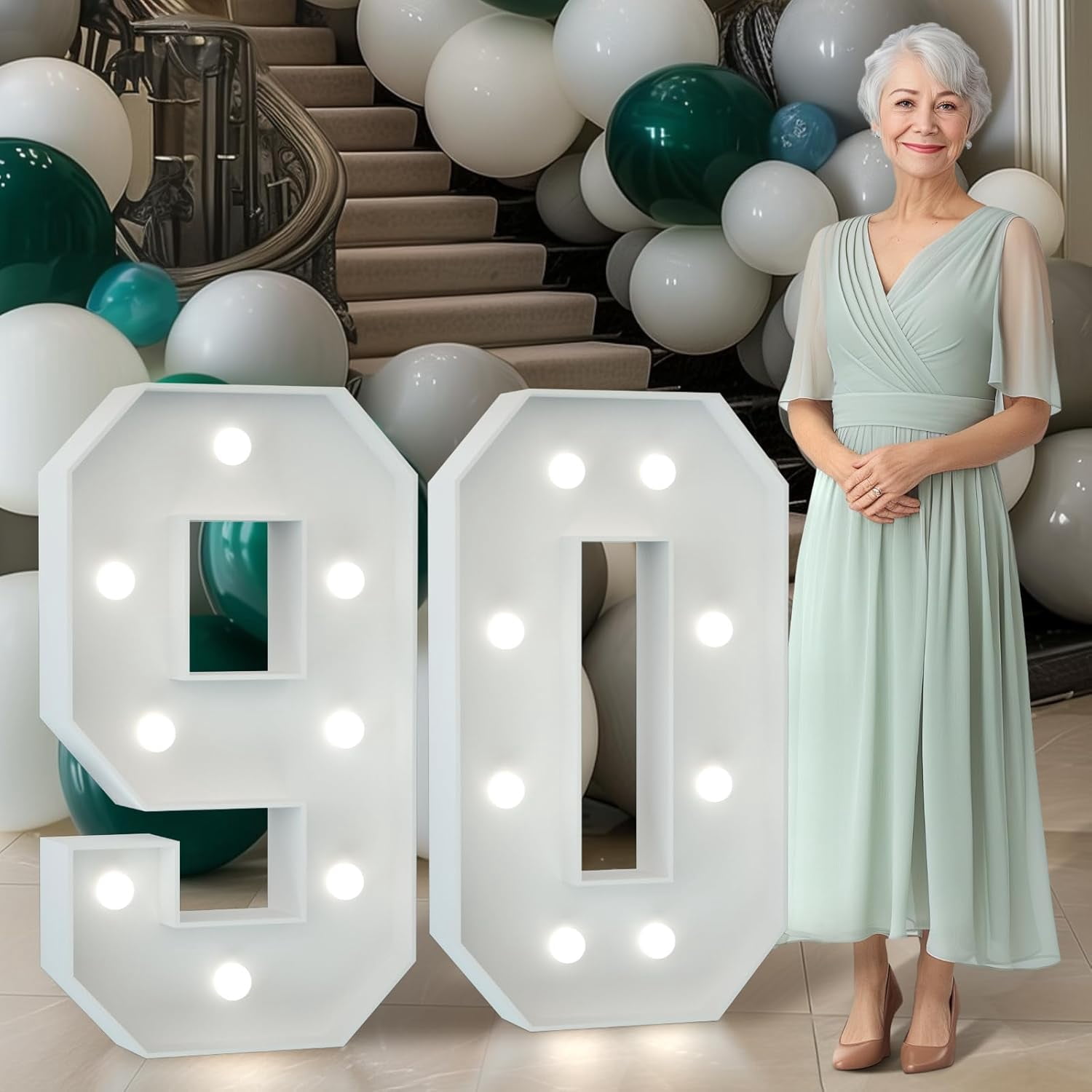 Hidove Imv Marquee Numbers 3 Feet Tall: Large 90th Birthday Decorations ...