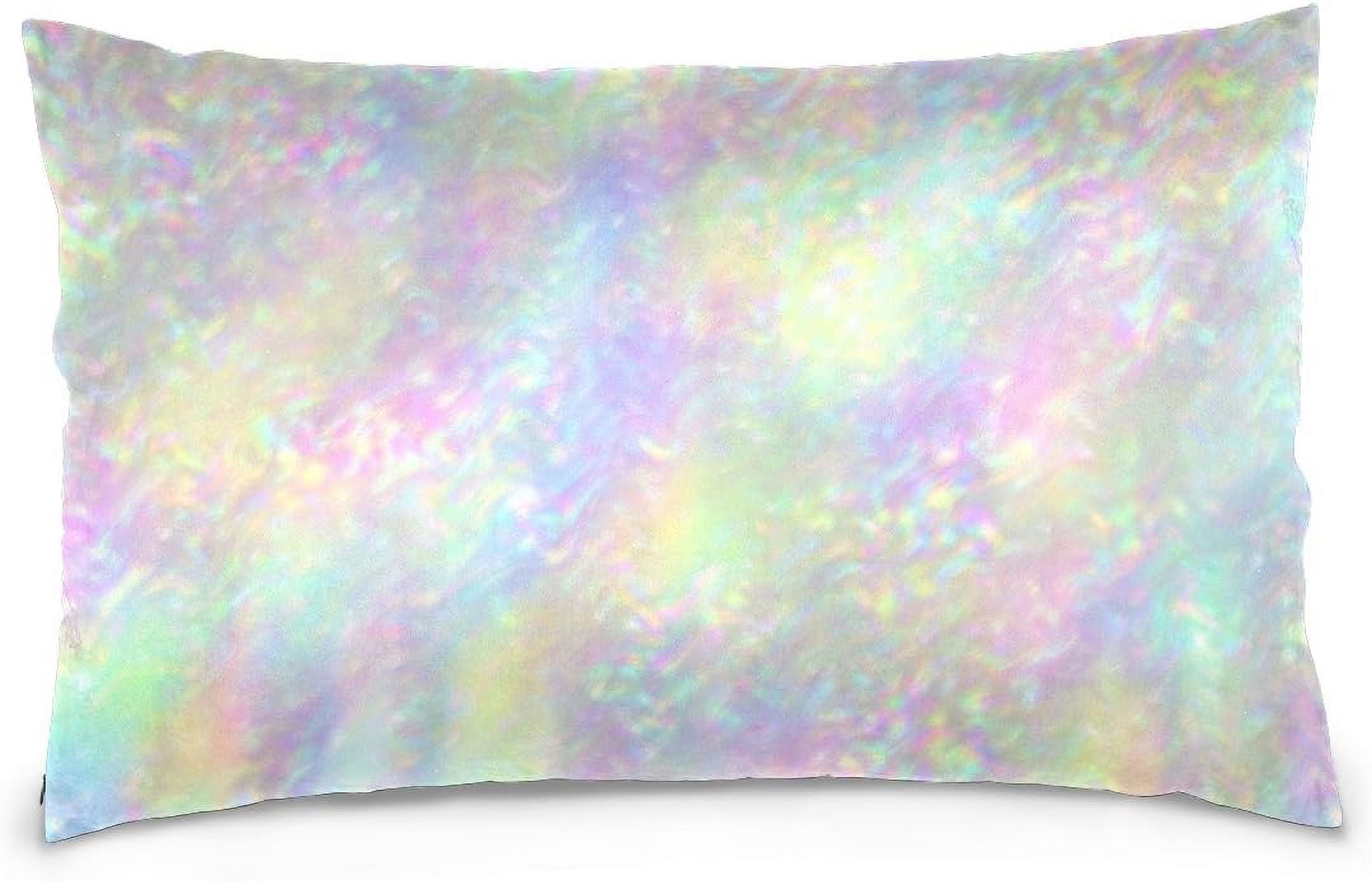 Hidove Iridescent Holographic Velvet Oblong Lumbar Plush Throw Pillow Cover/Shams Cushion Case ...