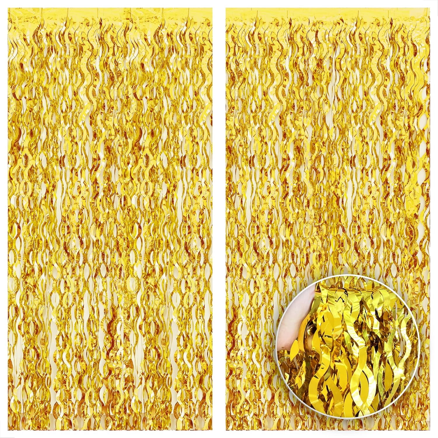 Hidove KatOn Large Wave Gold Curtain - 3.2x6.5 Feet, Pa of 2 ...