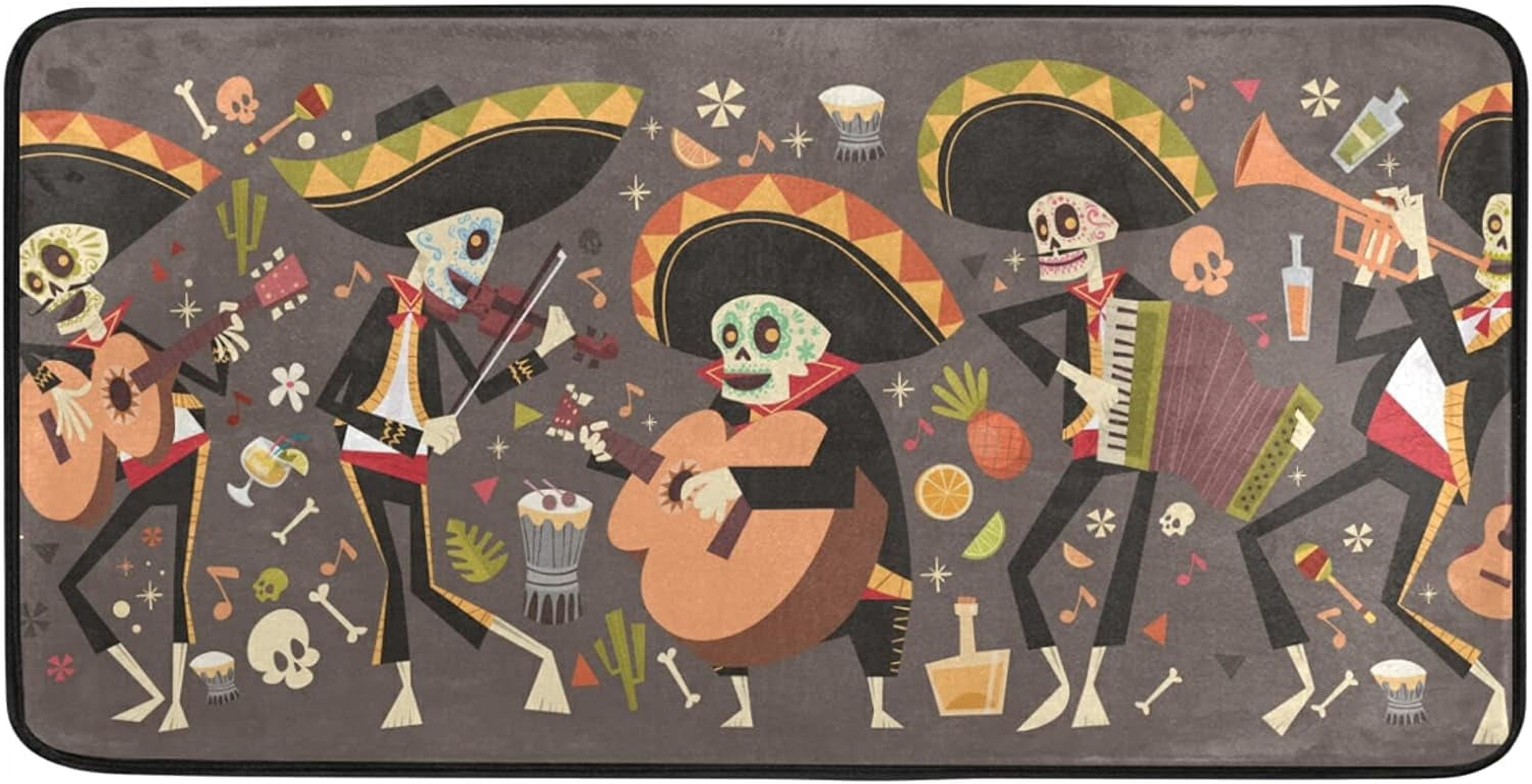 Hidove Kitchen Mat Halloween Dancing Skeleton Kitchen Rug Mat Anti ...