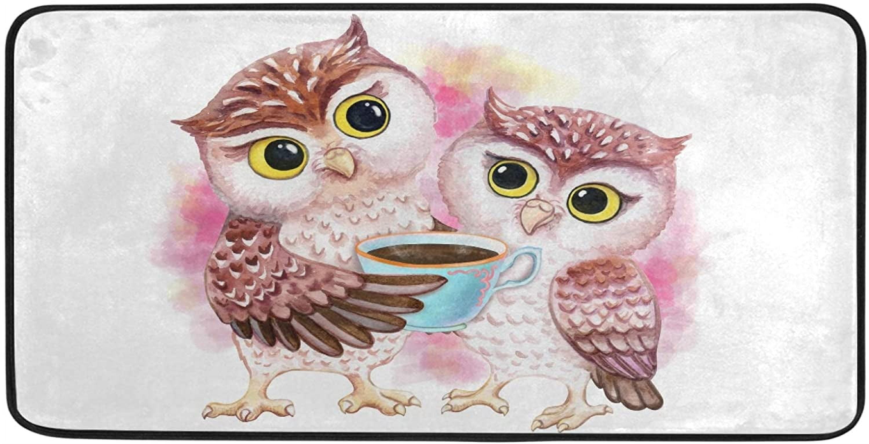 Hidove Kitchen Mat Watercolor Owls Kitchen Rug Mat Anti-Fatigue Comfort ...