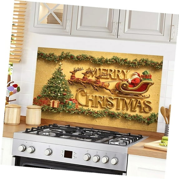 Hidove Kitchen Oil Proof Sticker 35.4 23.6 Inch Sleigh, Reindeer ...