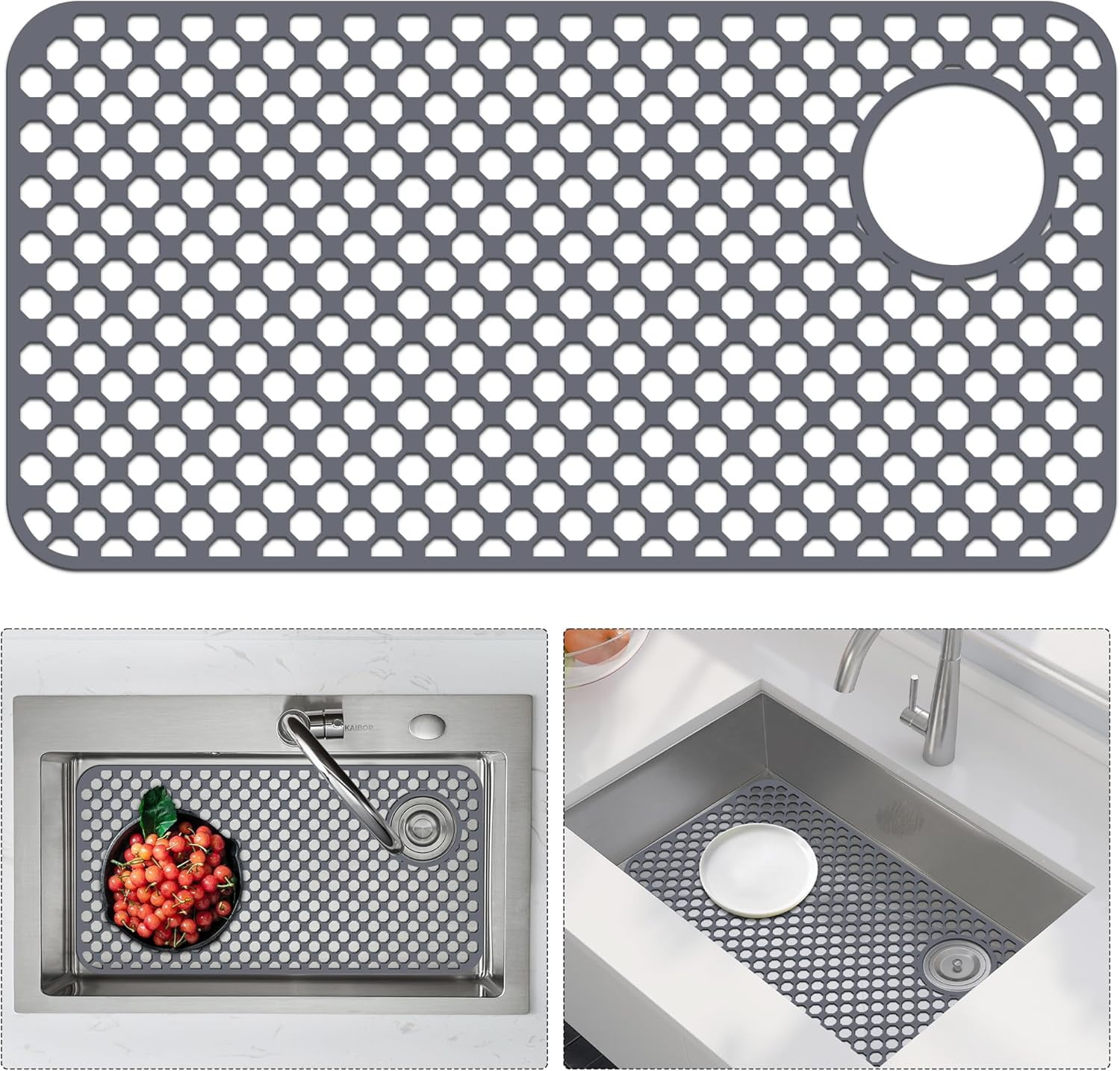 Hidove Kitchen Sink Protectors with Right and Left Drain, 28.35 by 14.37 Inch Kitchen Grid ...
