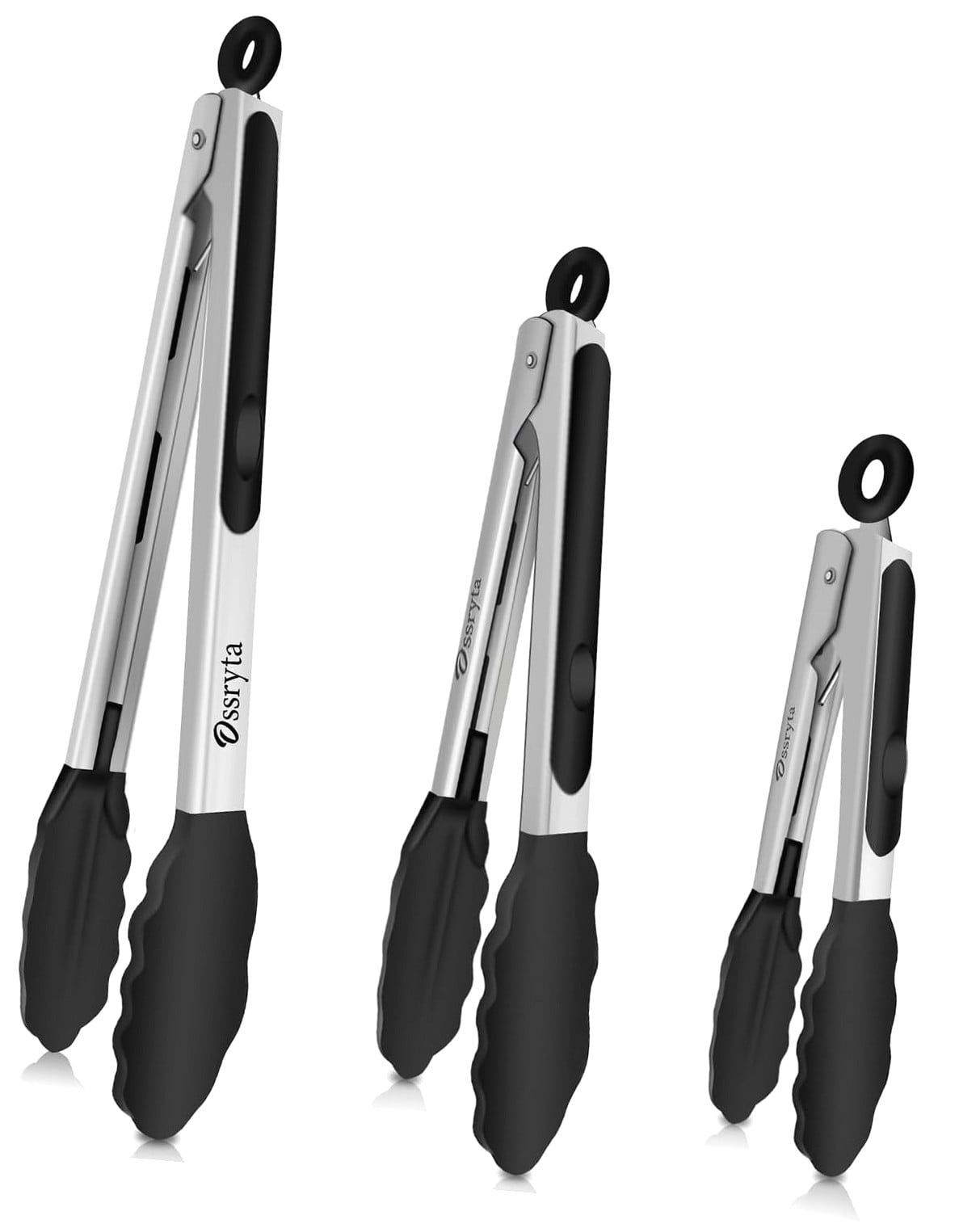 Hidove Kitchen Tongs with Tips 600° Steel Cooking Tong Set, Non-Stick 7 ...