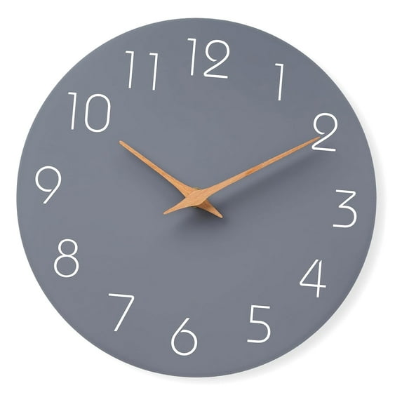 Hidove Large Wall Clock 16 Inch Flat Wood Silent Non-Ticking for ...