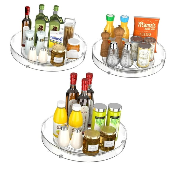 Hidove Lazy Turntable Spice Rack Organizer Round Clear Container ...