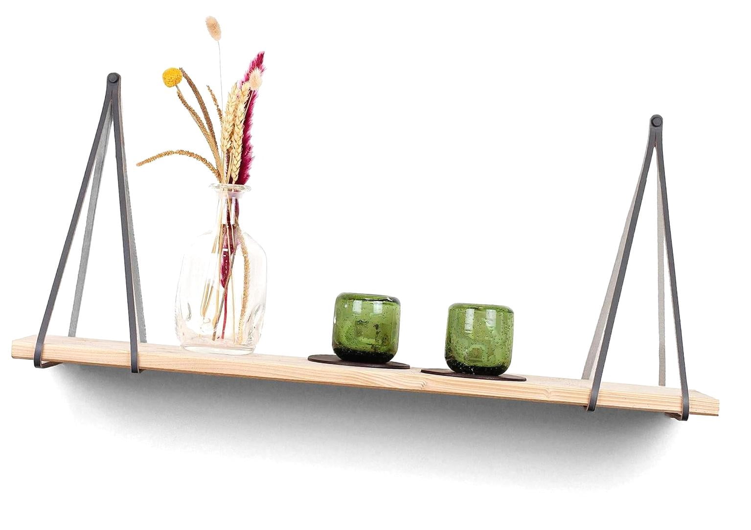 Hidove - Leather Floating Shelf Brackets - Split Design - Gray - Set of ...