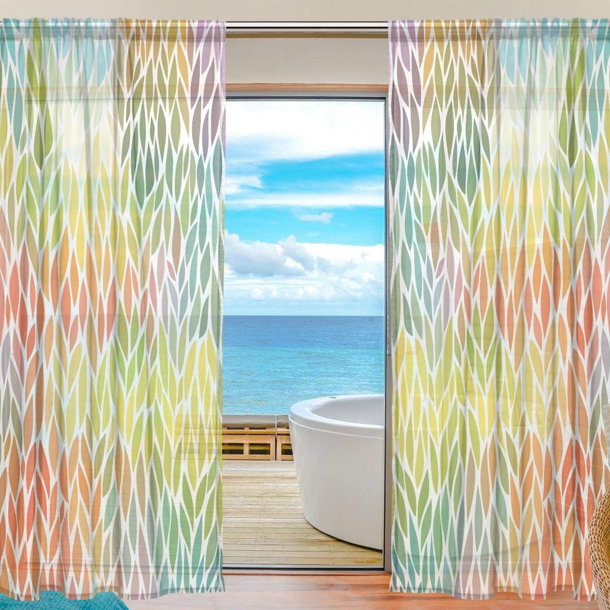 Hidove Love Panda Pink Sheer Window Curtain Panel Drape 55x84 Inch for ...