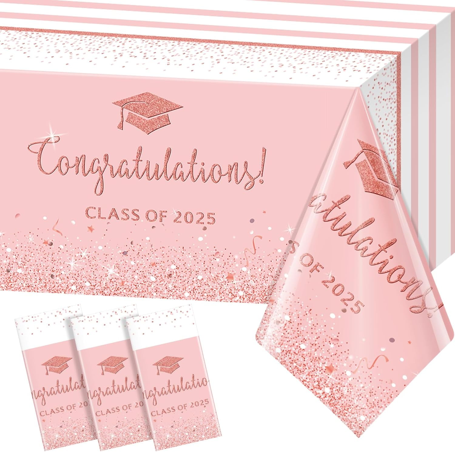 Hidove MAN 3 Pa Class of 2025 Graduation Tablecloths,Foil Dot Plast ...
