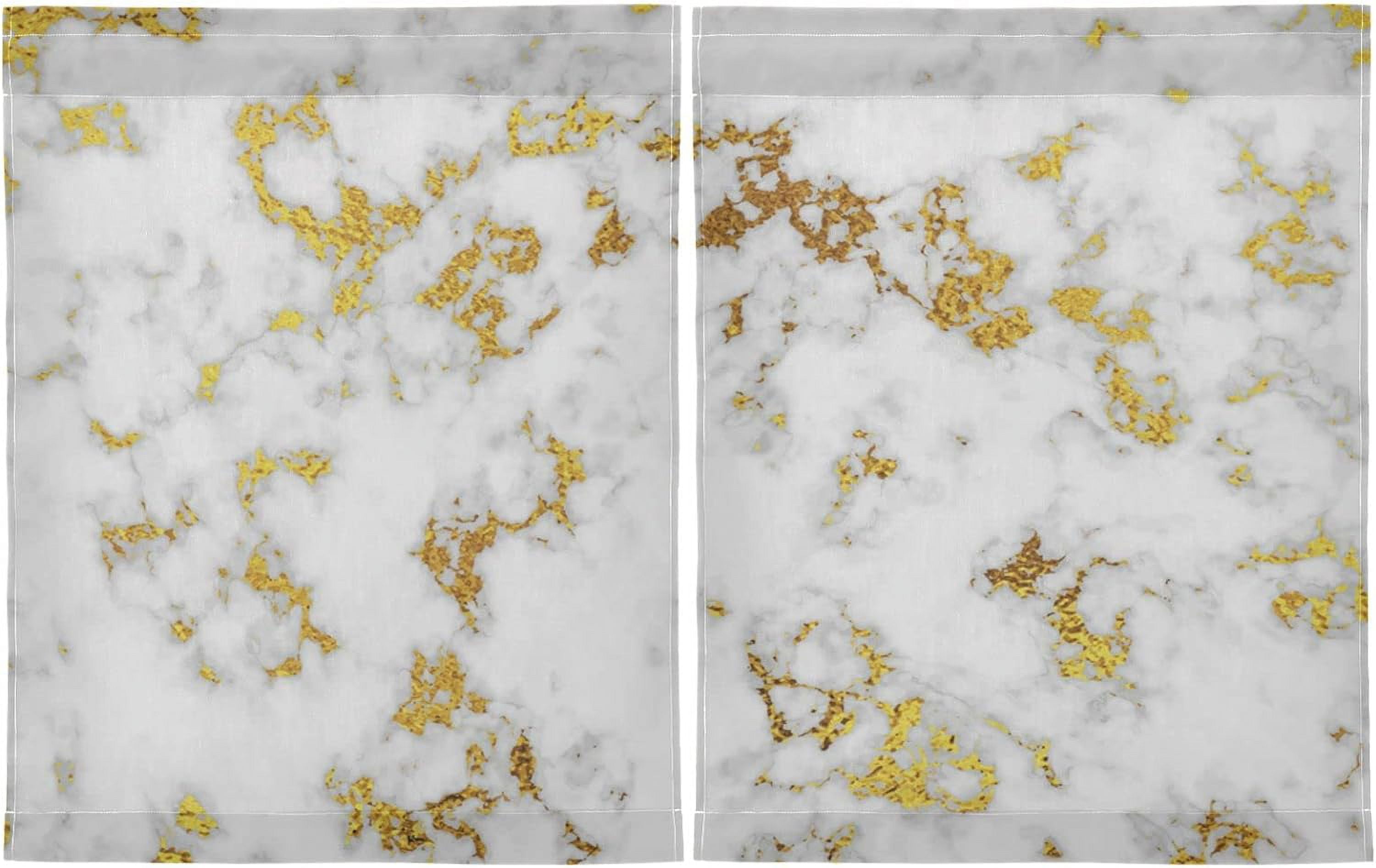 Hidove Marble Texture Kitchen Curtains 2 Panels UV Protected Tier ...