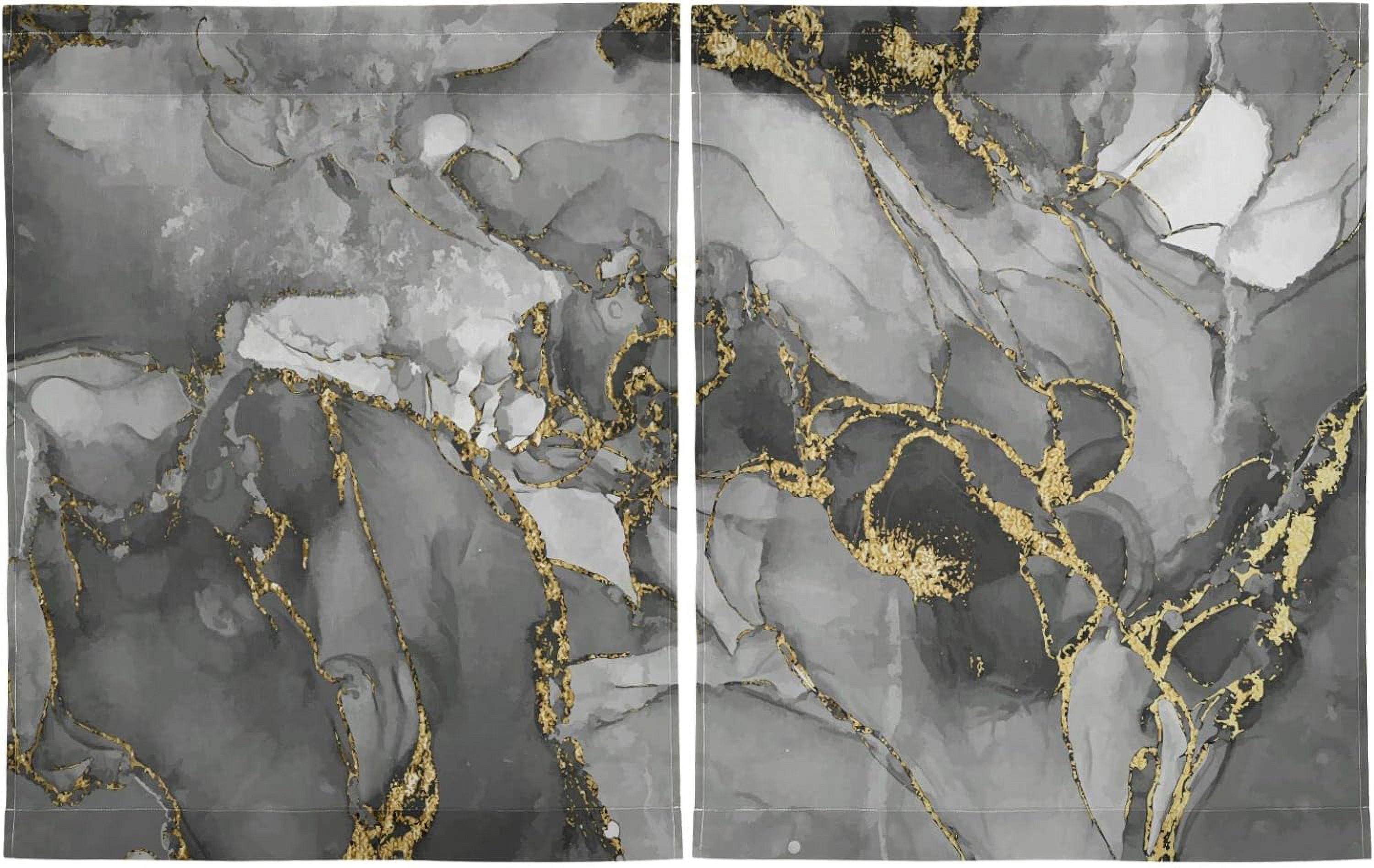 Hidove Marble Texture Kitchen Curtains 2 Panels UV Protected Tier ...