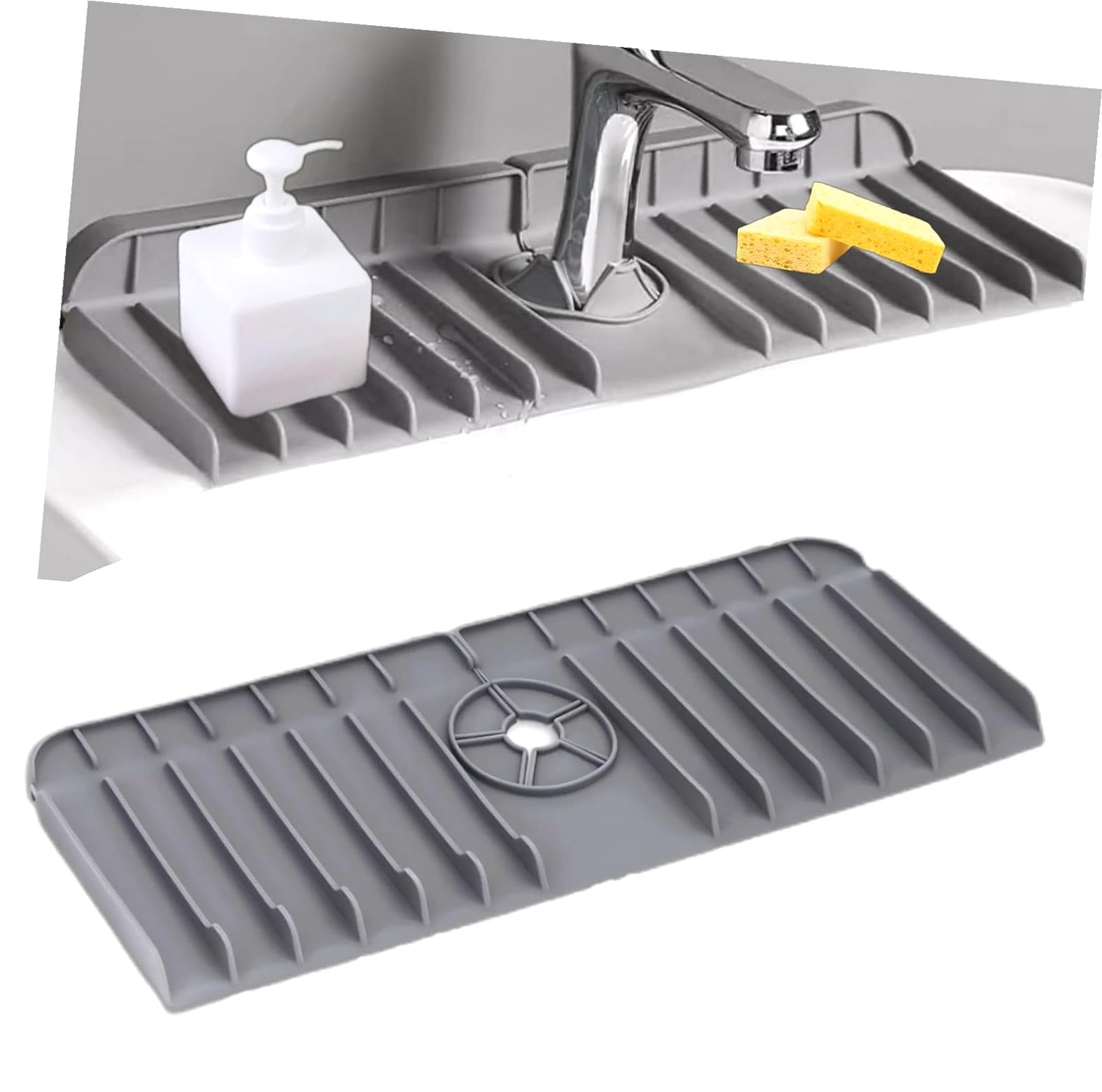 Hidove Mat For Kitchen Sink, Kitchen Sink Mat, Dish Soap Sponge Holder ...