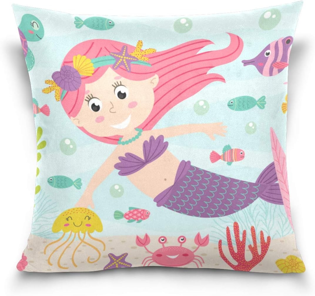 Hidove Mermaid Swimming Velvet Oblong Lumbar Plush Throw Pillow Cover ...