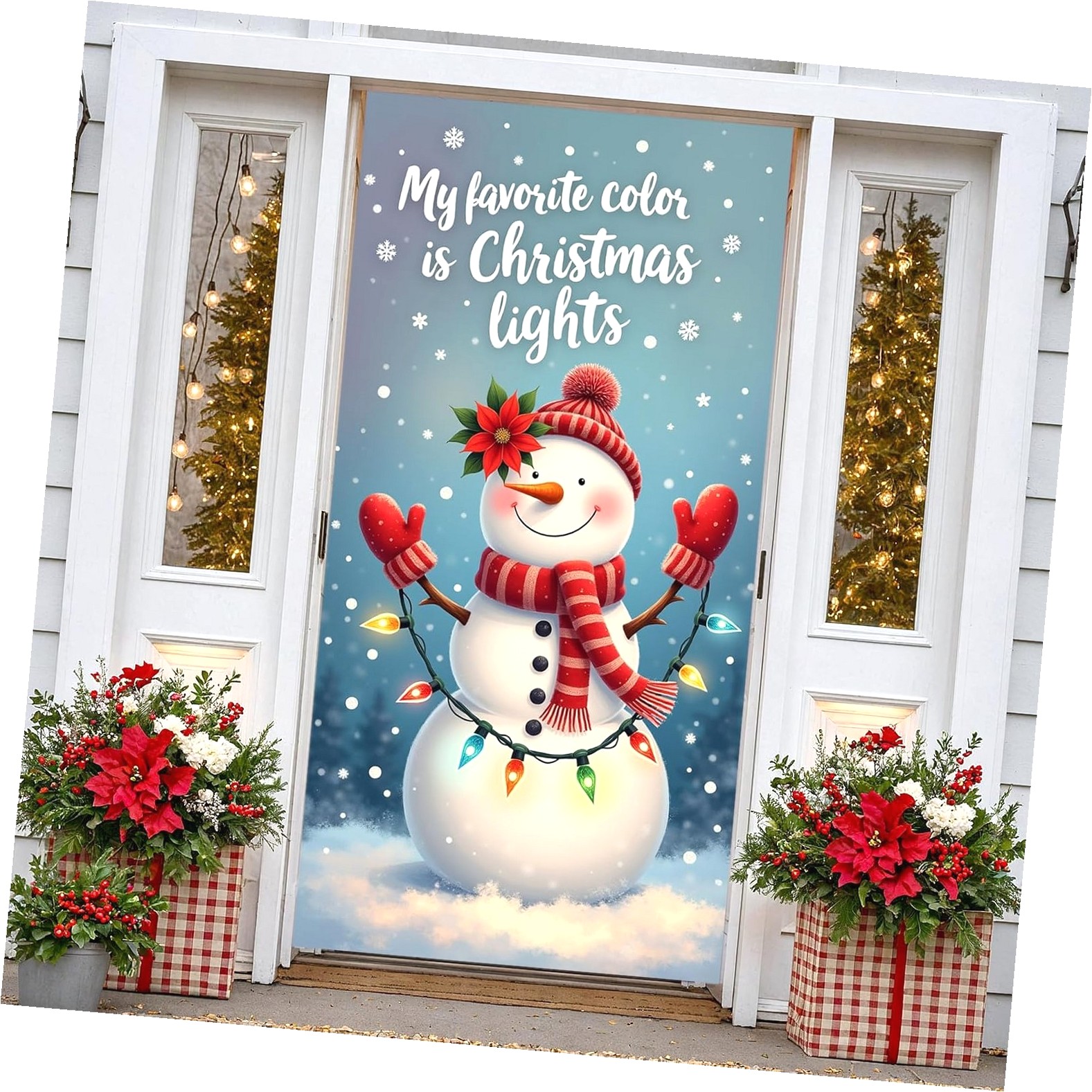 Hidove Merry Christmas Snowman Door Cover Decorations Large Winter Door ...